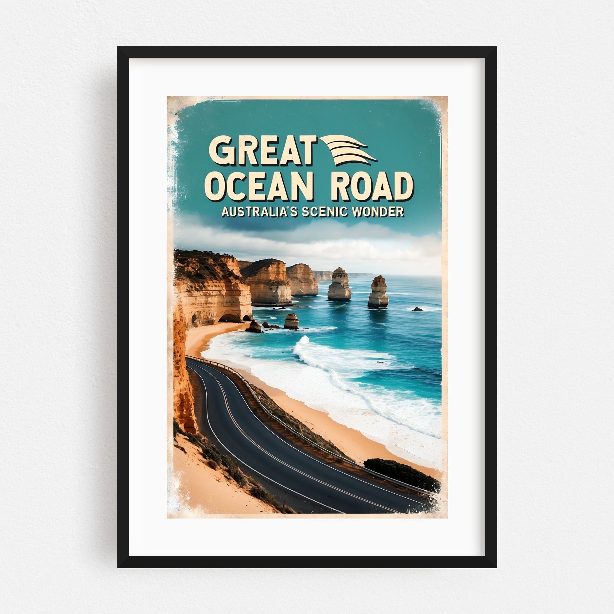 Great Ocean Road Vintage Travel Poster – Australia’s Scenic Wonder ...