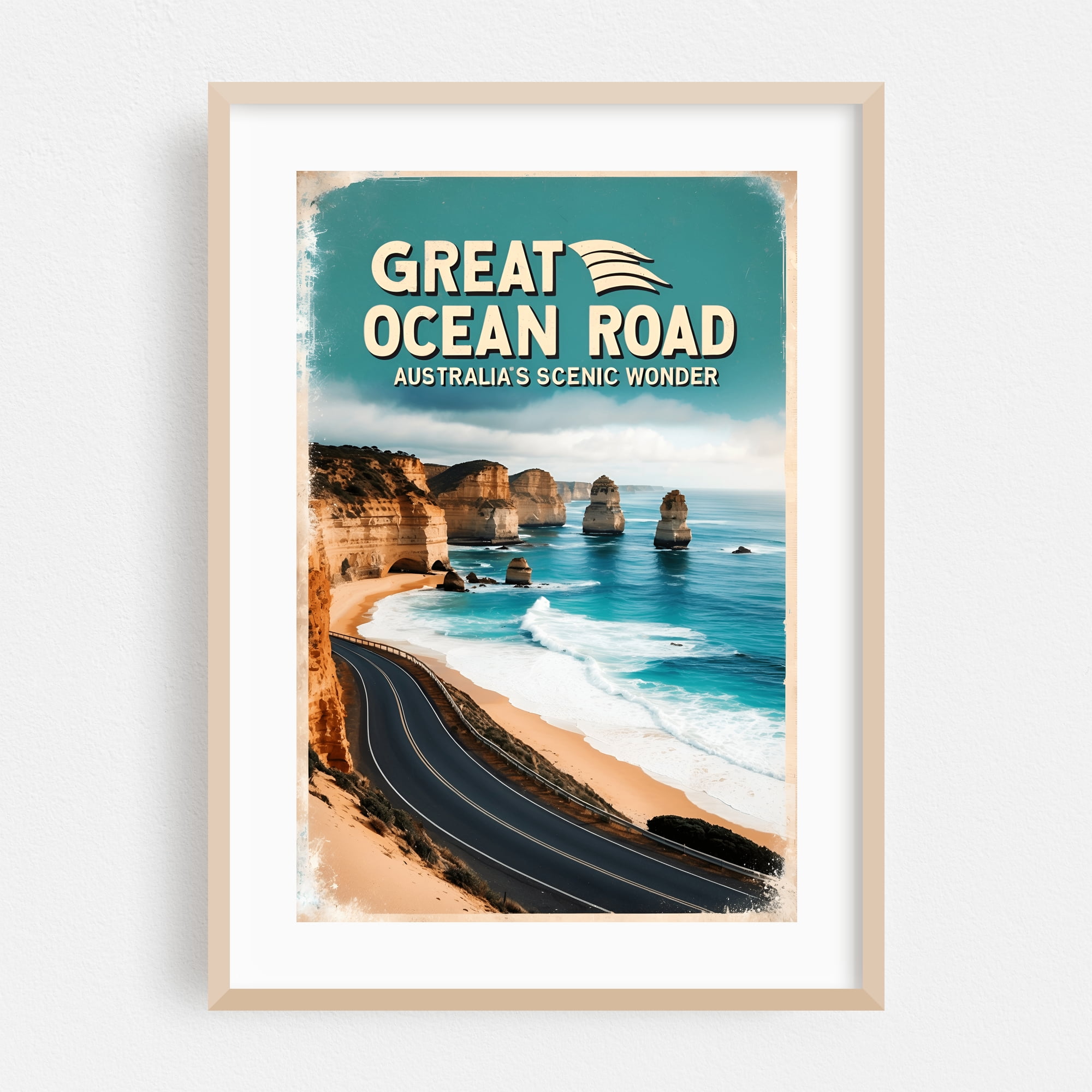 Great Ocean Road Vintage Travel Poster – Australia’s Scenic Wonder ...