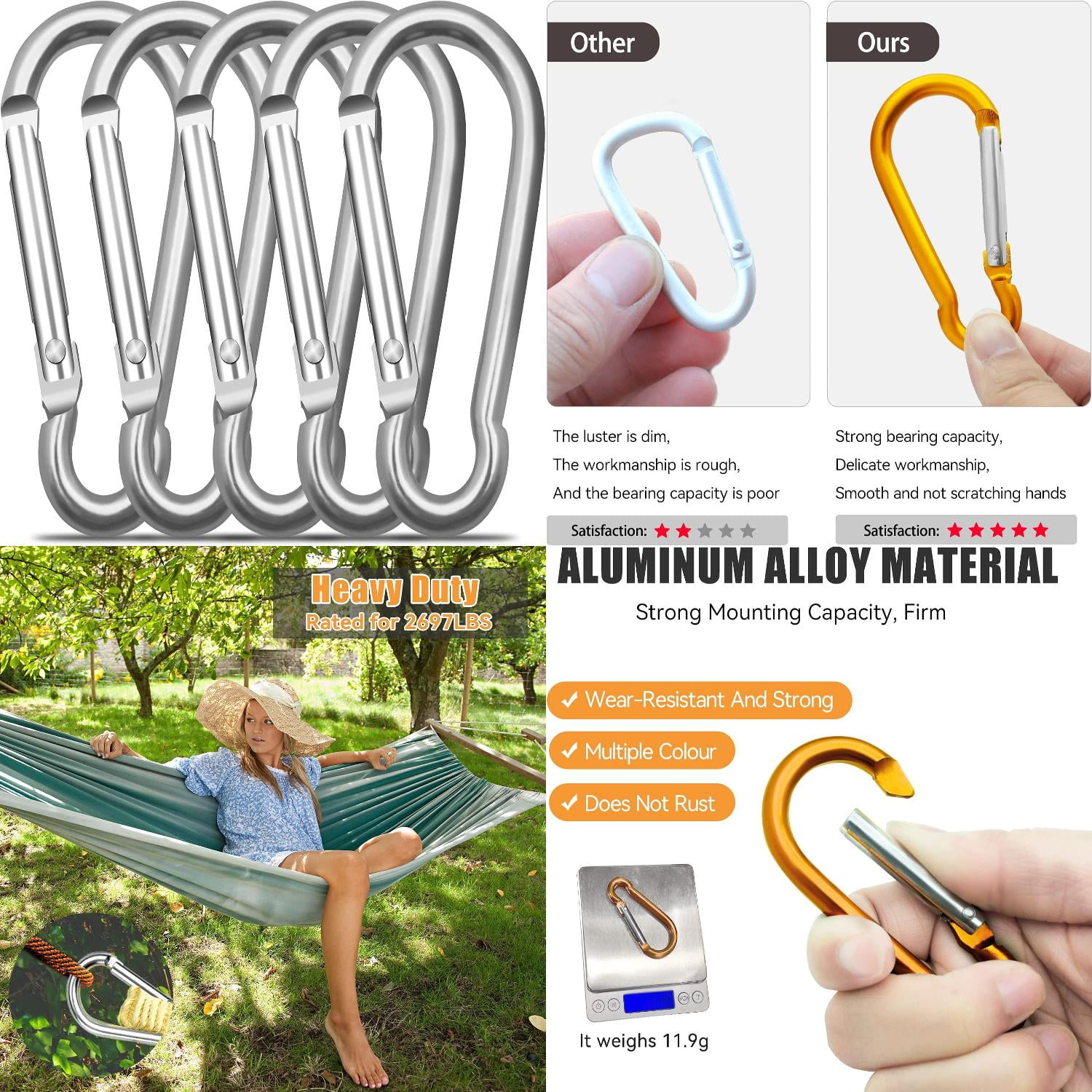 Great for Outdoor Adventures! High-Quality Set of 5 Durable Strong ...