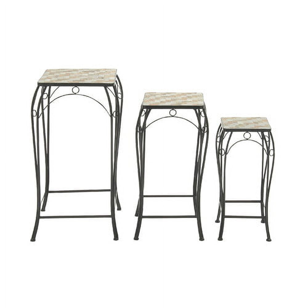 Great Outdoors METAL AND STONE PLANT STAND SET OF 3 -MULTI-COLOR ...