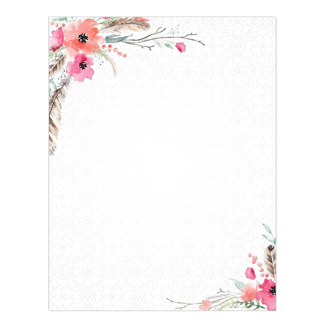 Great Papers! Boho Spirit 8.5" x 11" Letterhead, 80 Sheets, Cute ...