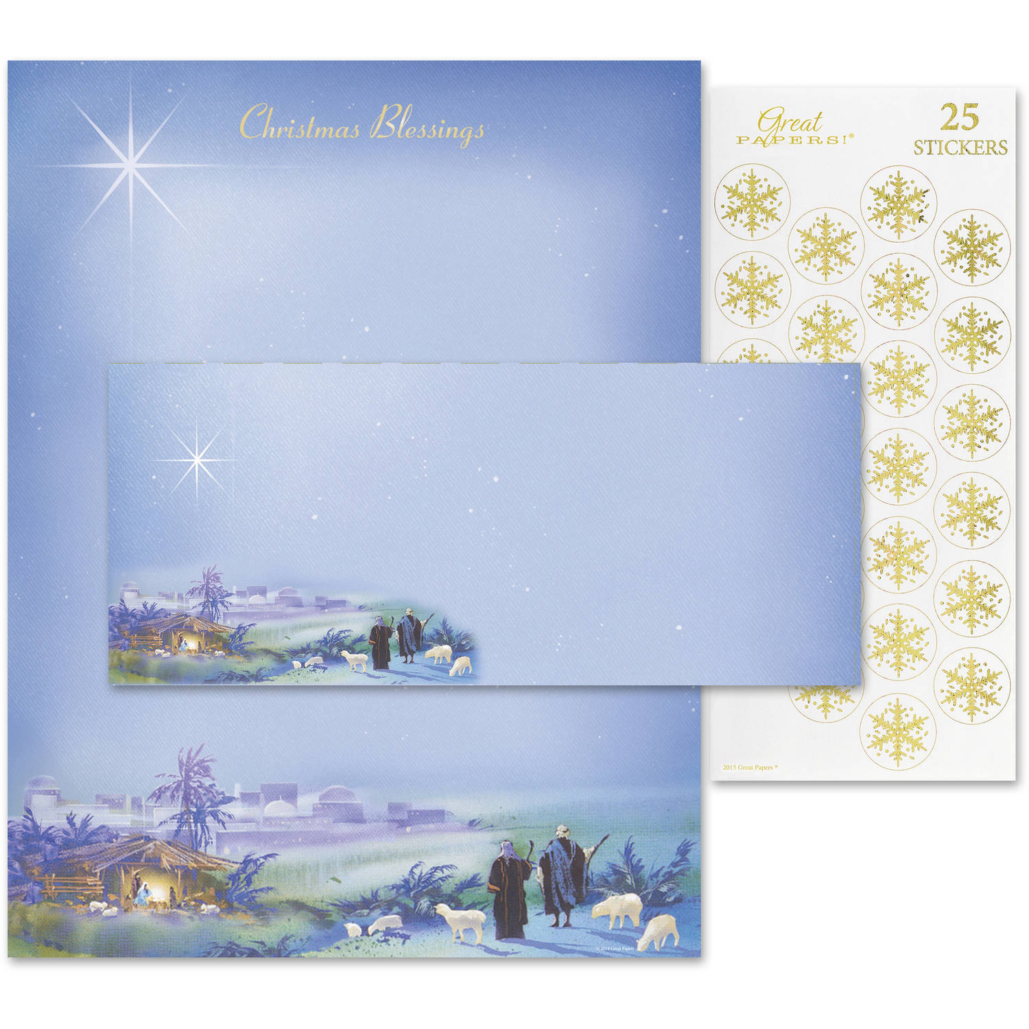 Great Papers Christmas Blessings Stationery Paper and Sticker Kit, 75 ...