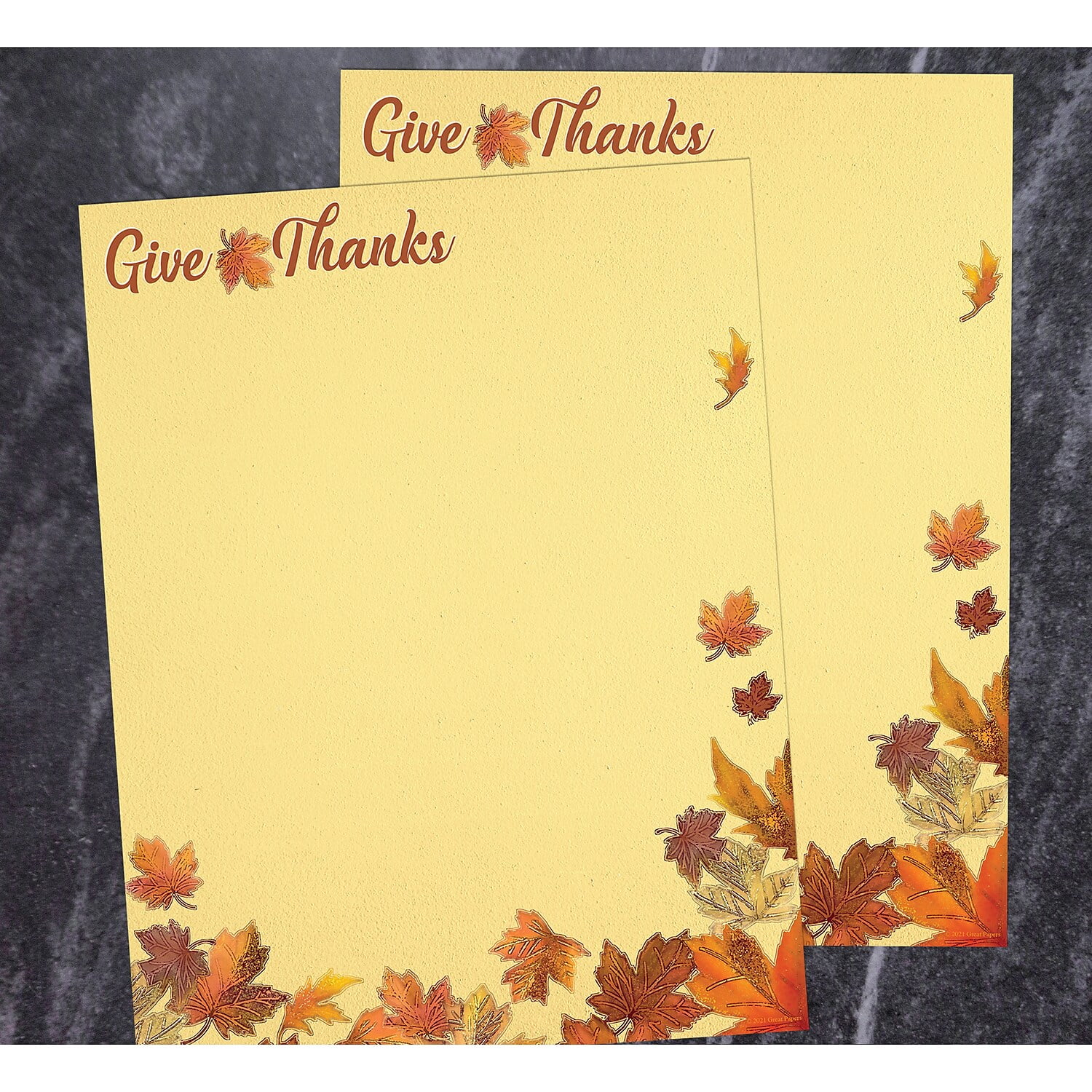 Great Papers Fall Give Thanks Thanksgiving Letterhead Yellow/Orange ...