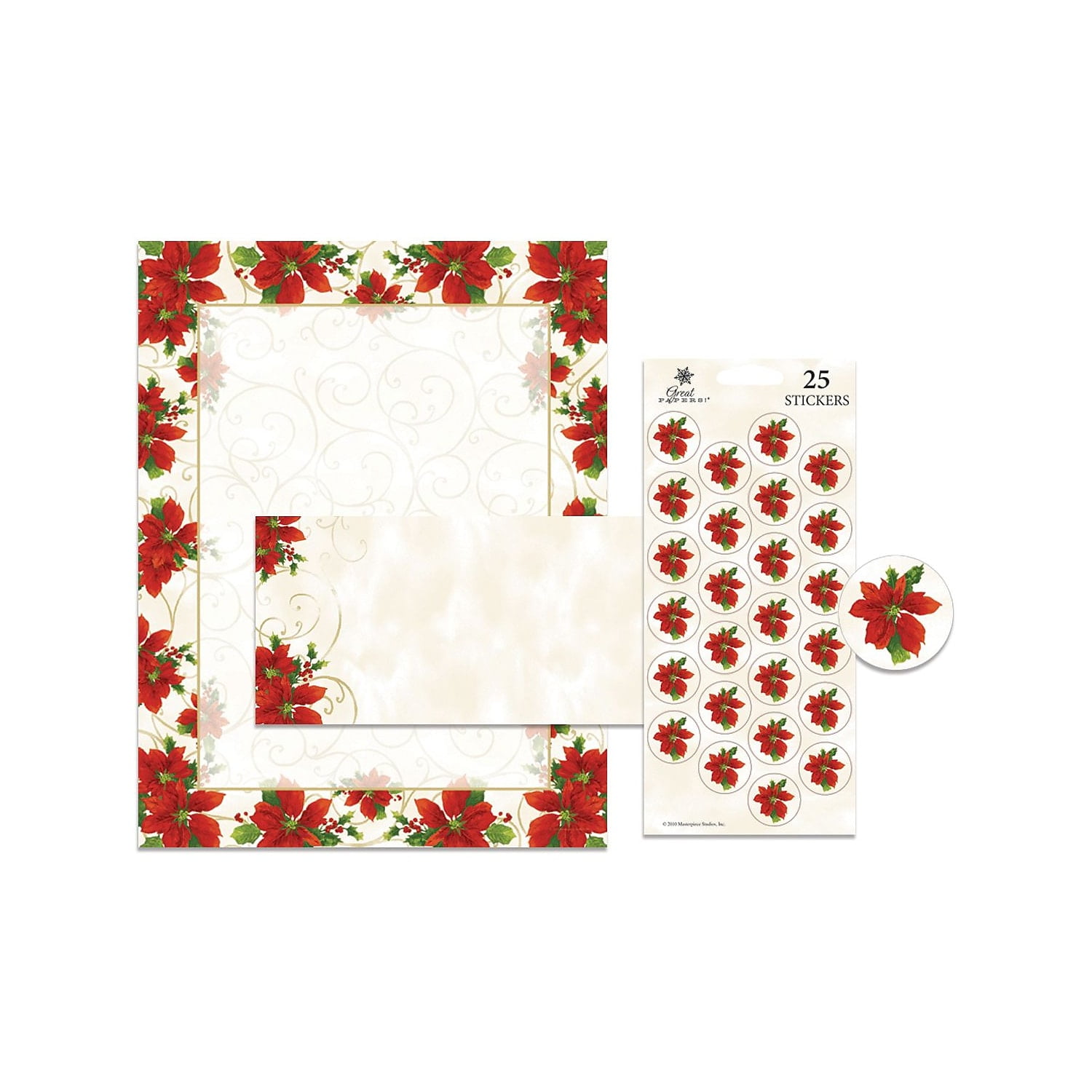Great Papers Holiday Stationery Kit Poinsettia Swirl 25/Count ...