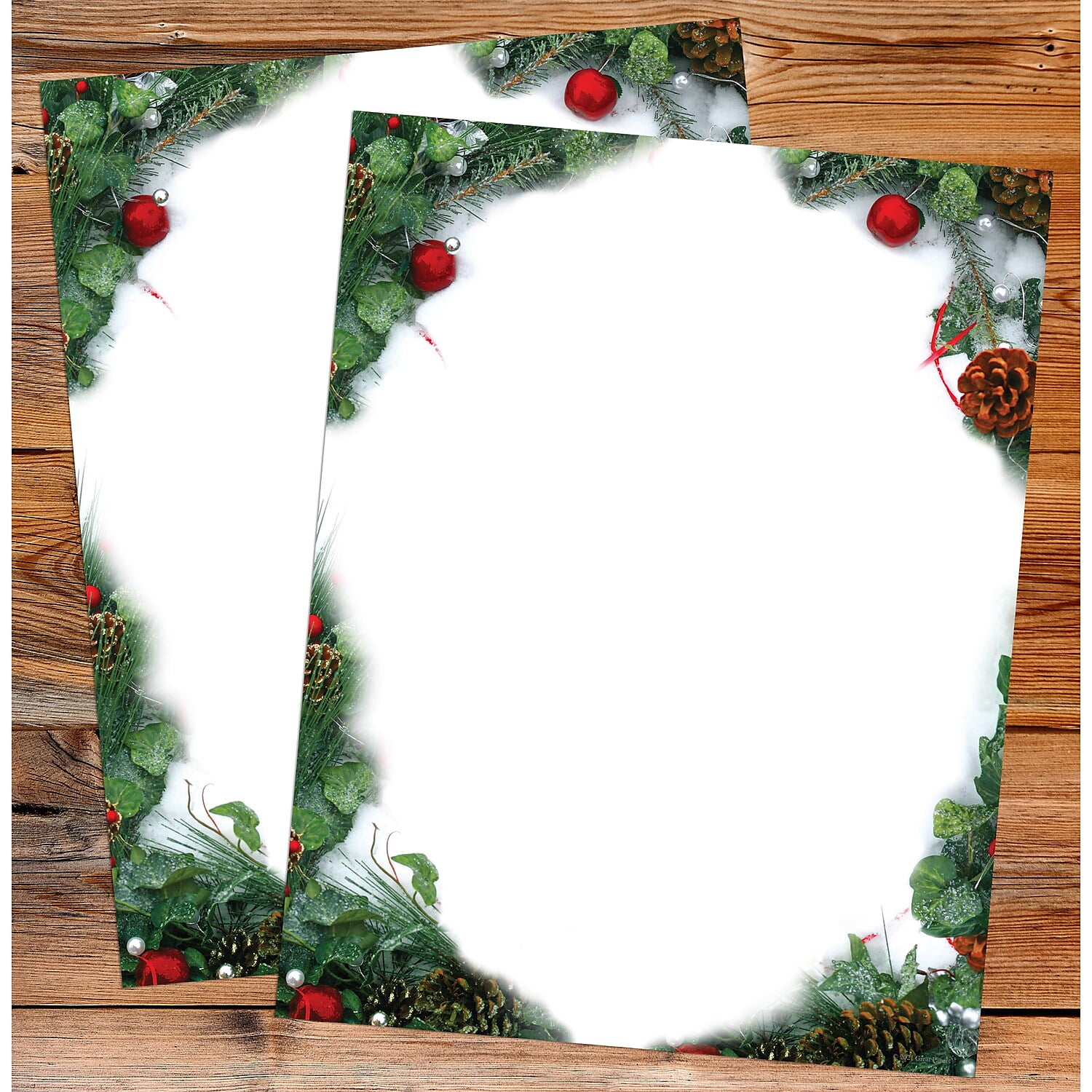 Great Papers Holiday Stationery, Pine and Pearl Christmas Letterhead ...