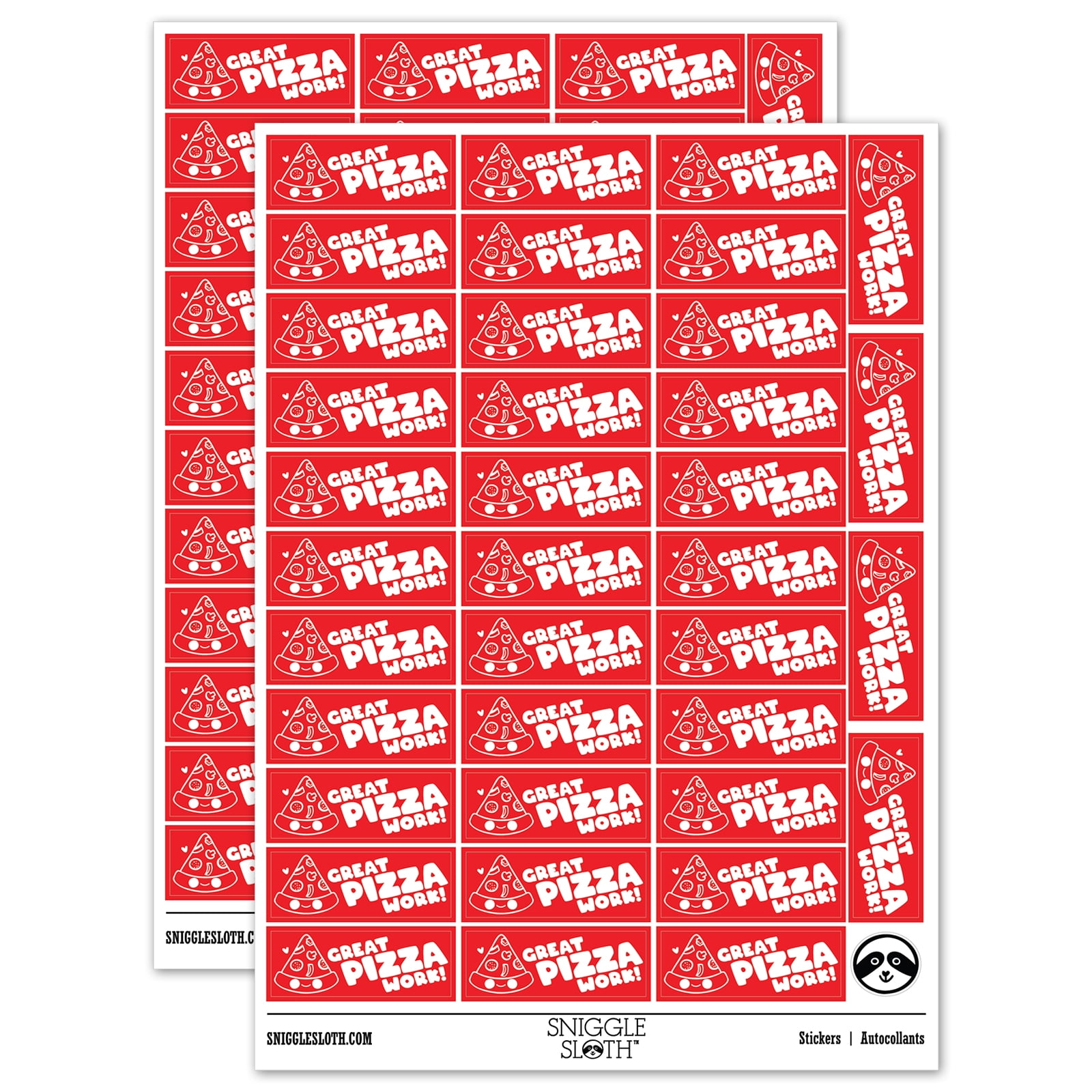 Great Pizza Piece of Work Teacher Student School Sticker Set - Red ...