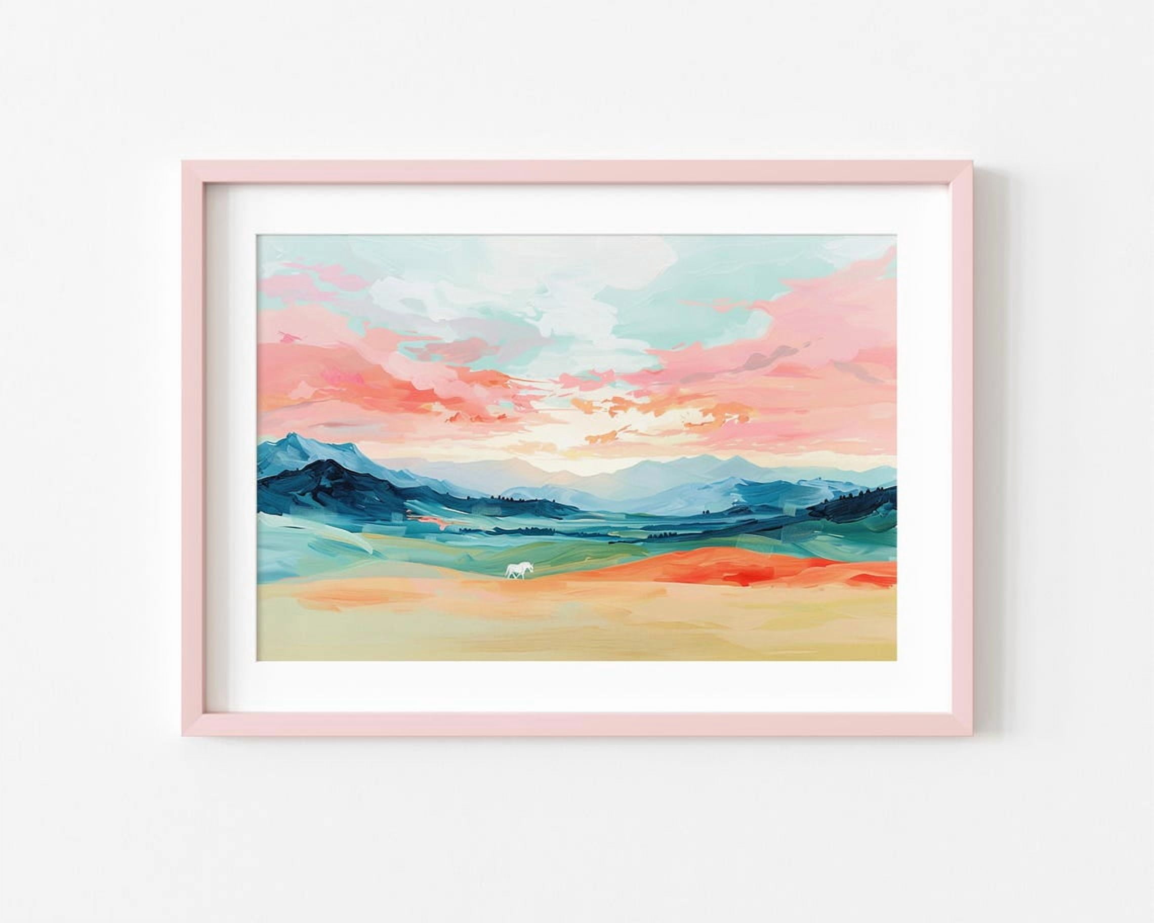 Great Plains Unicorn Colorful Pastel Mountain Scenic Magical Landscape ...