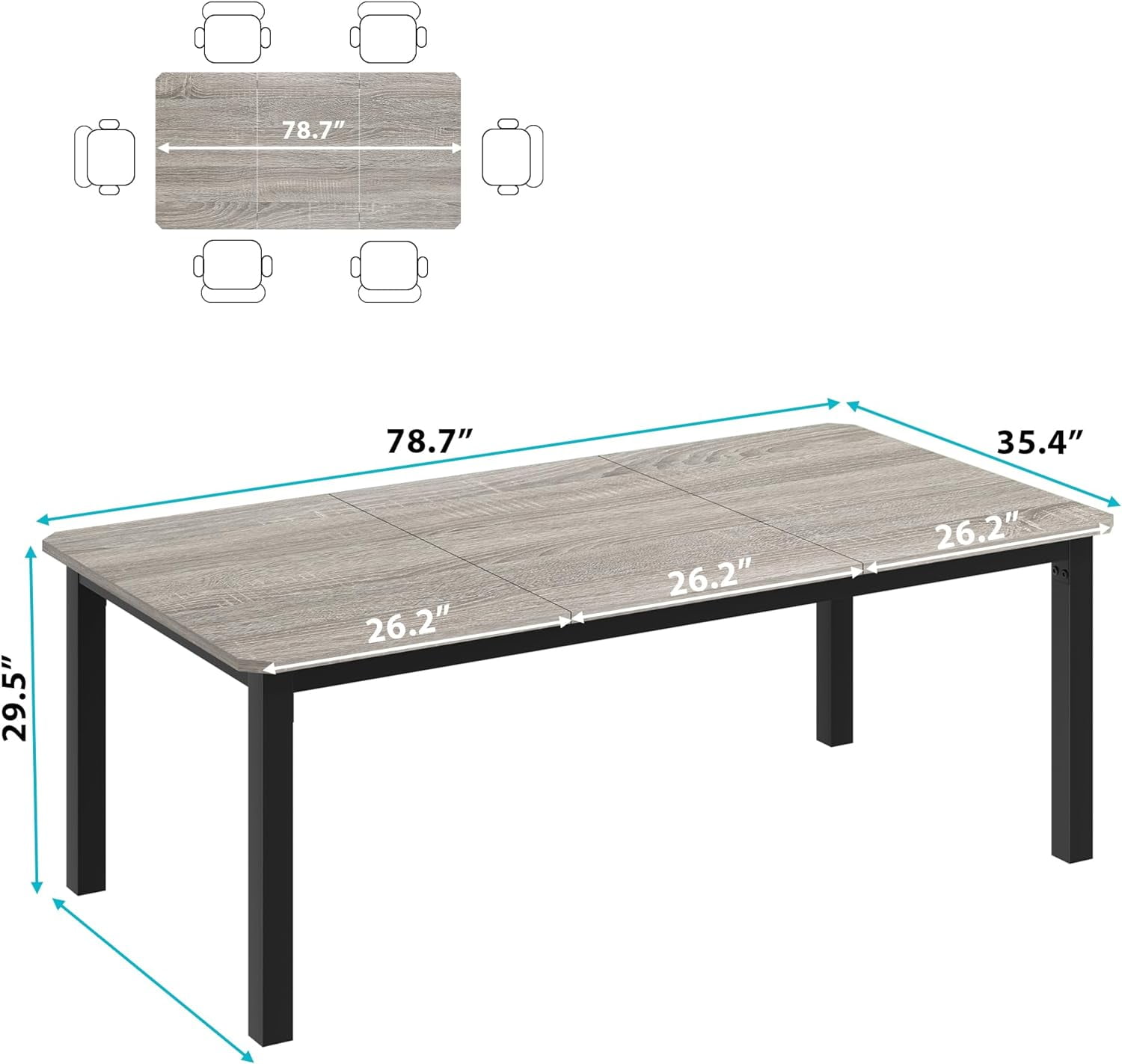 Great Prices Available 78-Inch Long Wooden Gray Dining Table - Elegant ...