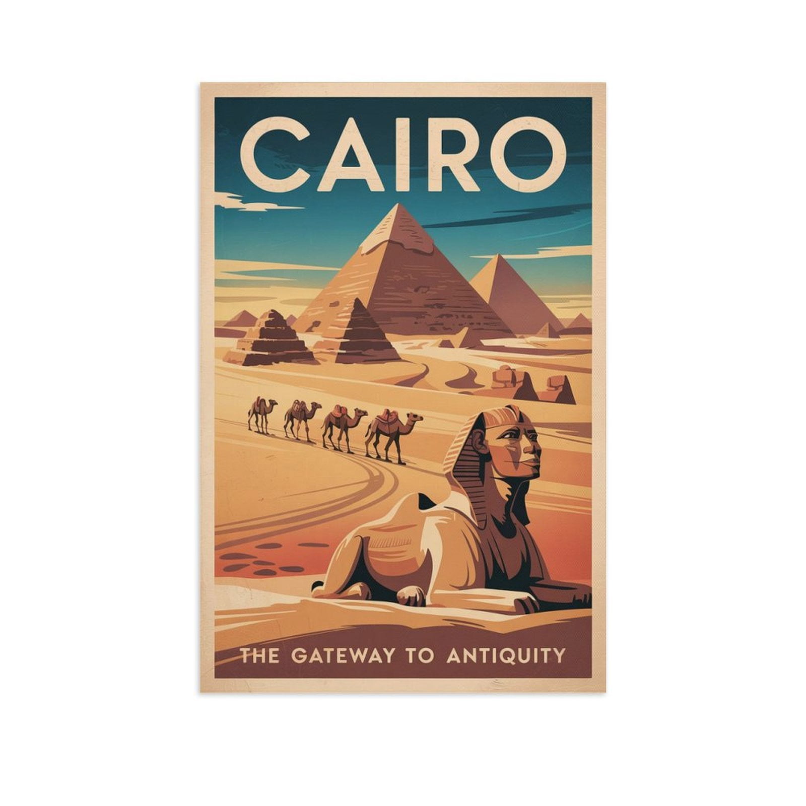 Great Pyramids Classic Poster Retro Cairo Cityscape with Ancient ...