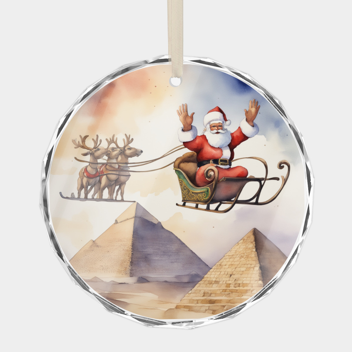 Great Pyramids Giza Egypt Santa Reindeer Travel Keepsake Premium ...