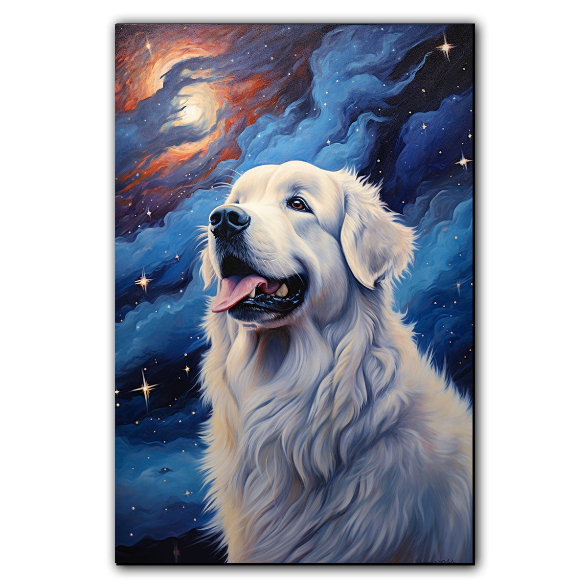 Great Pyrenees Art Starry Night Canvas Print of Van Gogh Oil Paintings ...