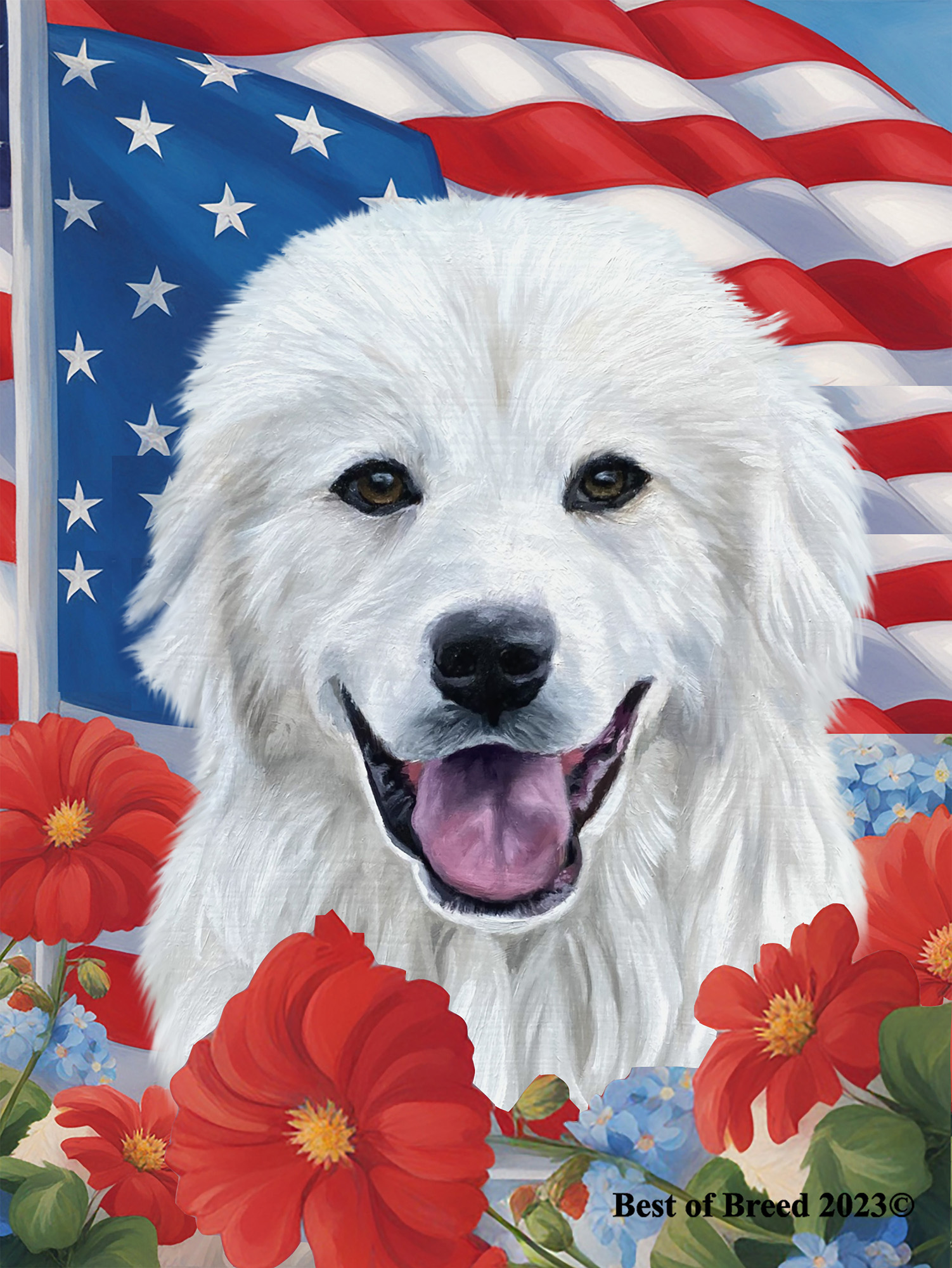 Great Pyrenees - Best of Breed All-American Patriotic I Garden Flag ...