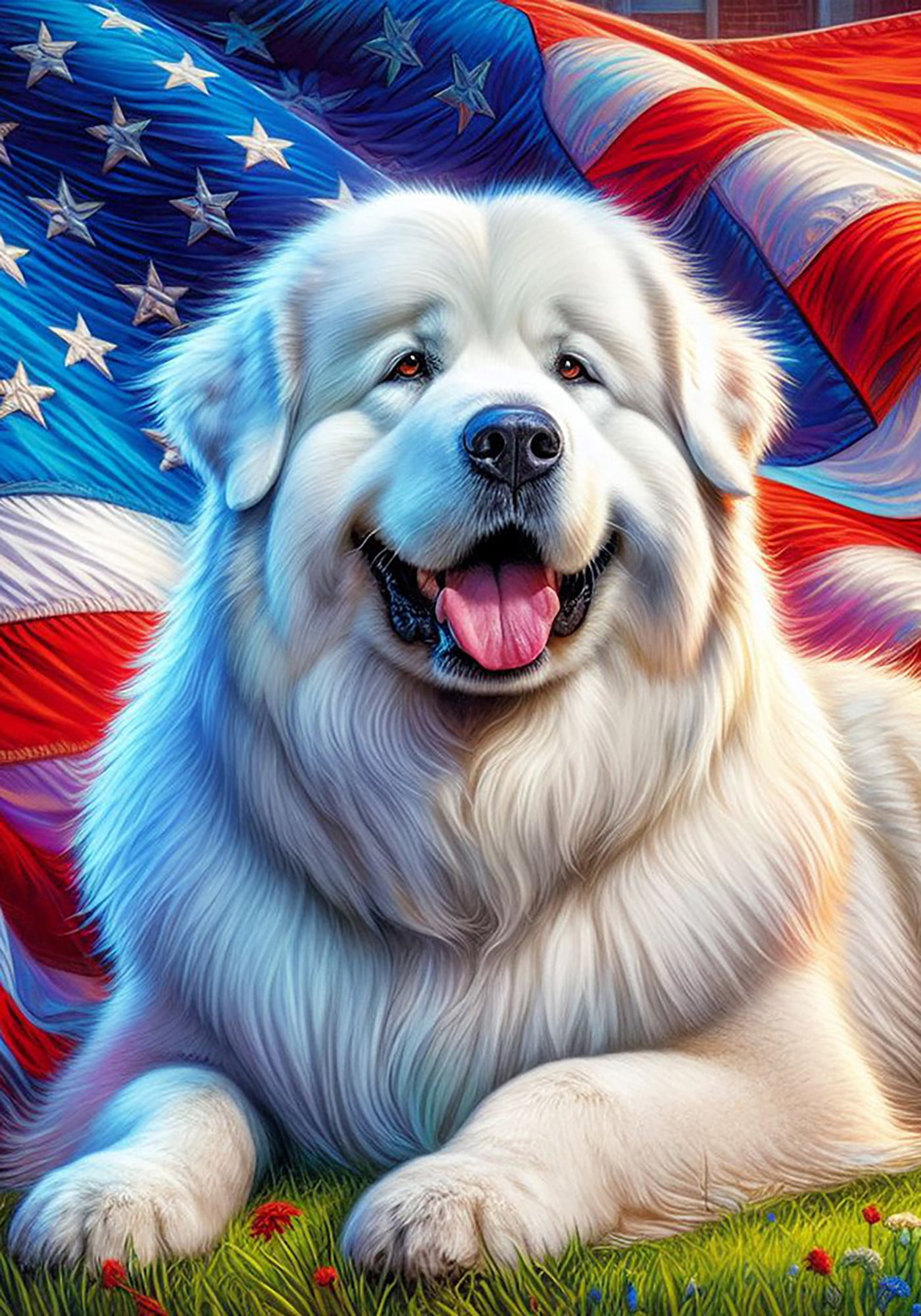 Great Pyrenees - Best of Breed DCR Patriotic I House Flag - Walmart.com
