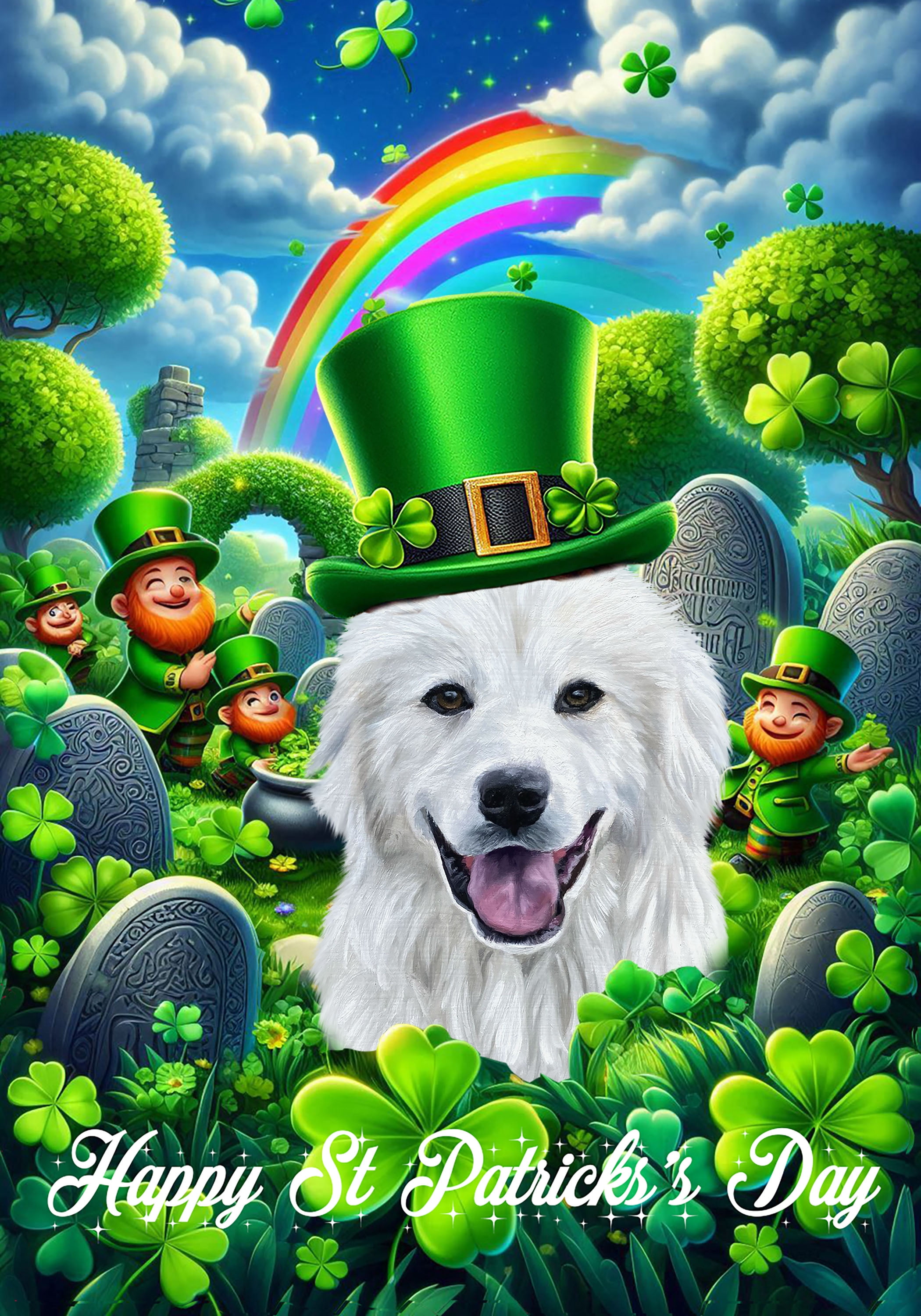 Great Pyrenees - Best of Breed Saint Patricks Day Outdoor House Flag 28 ...