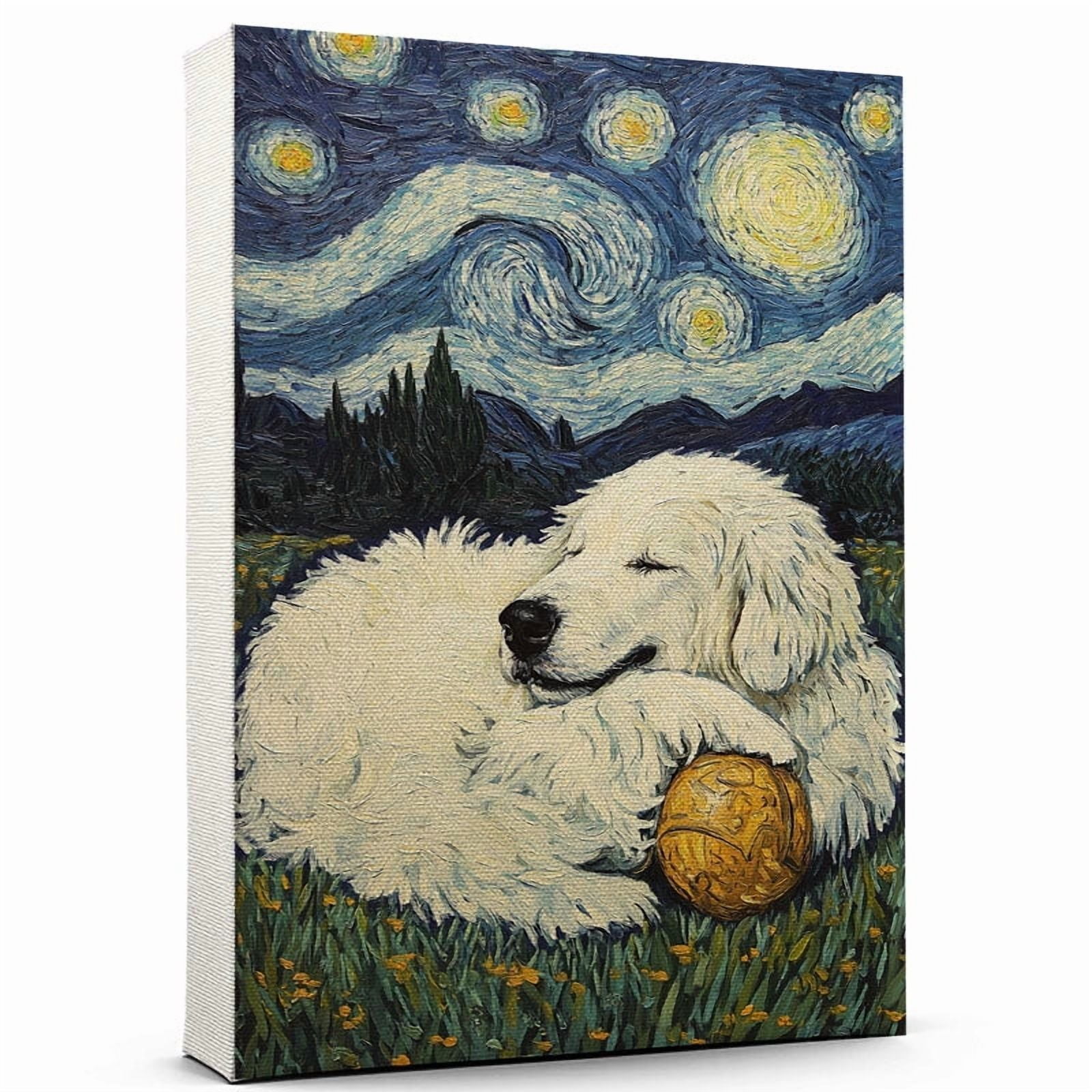 Great Pyrenees Cute Dog American Football Stretched Canvas Size 8x12 ...