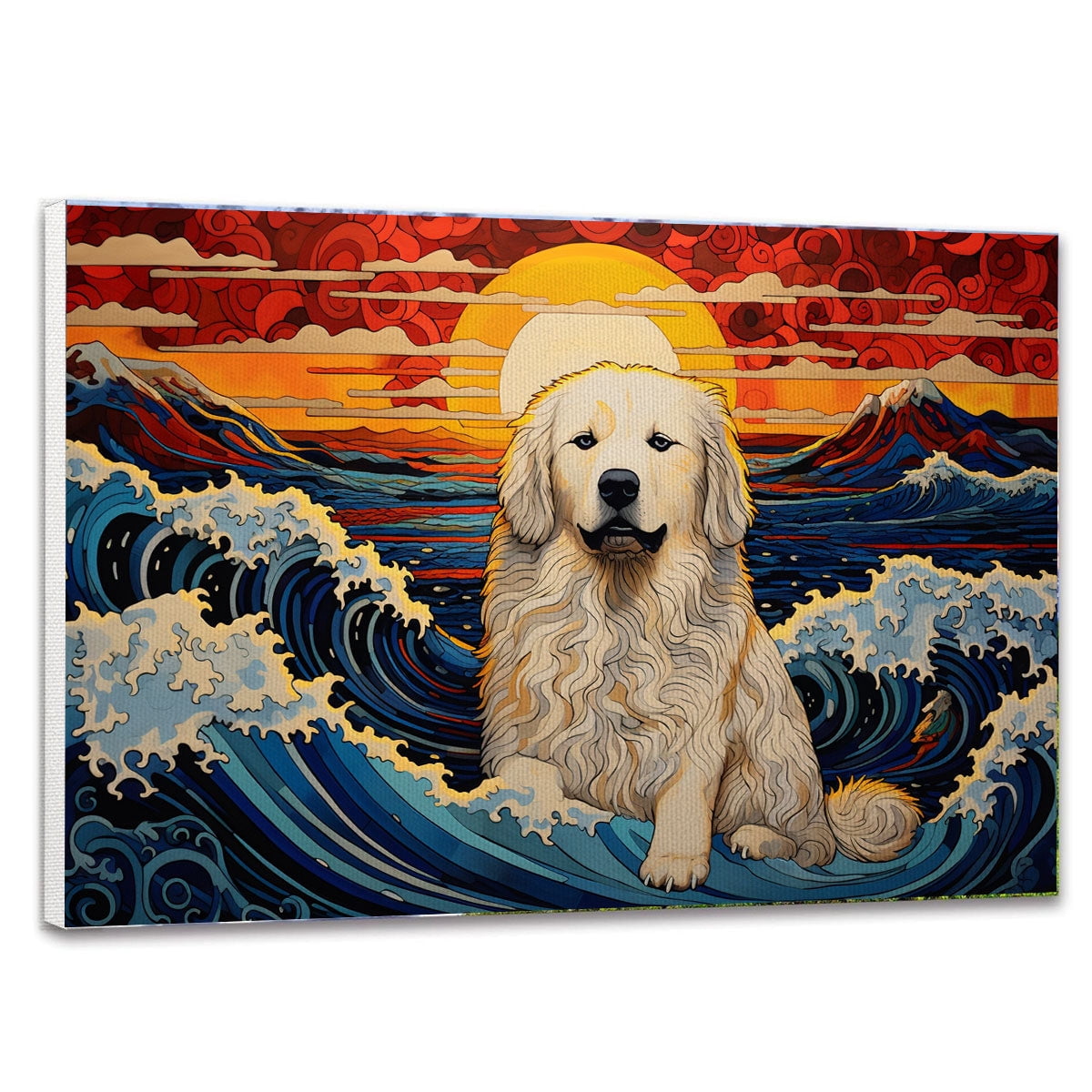 Great Pyrenees Dog Art Canvas Prints Wall Art Ocean Beach Picture ...
