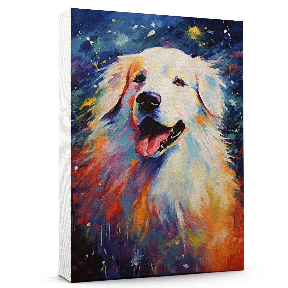 Great Pyrenees Dog Art Print Poster, Wall art Painting Decor, Starry ...