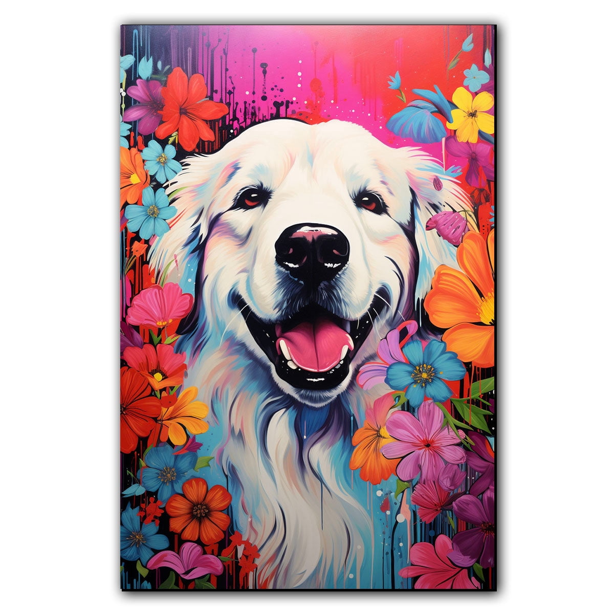 Great Pyrenees Dog Arts Canvas - Large Abstract Paintings Colorfull ...