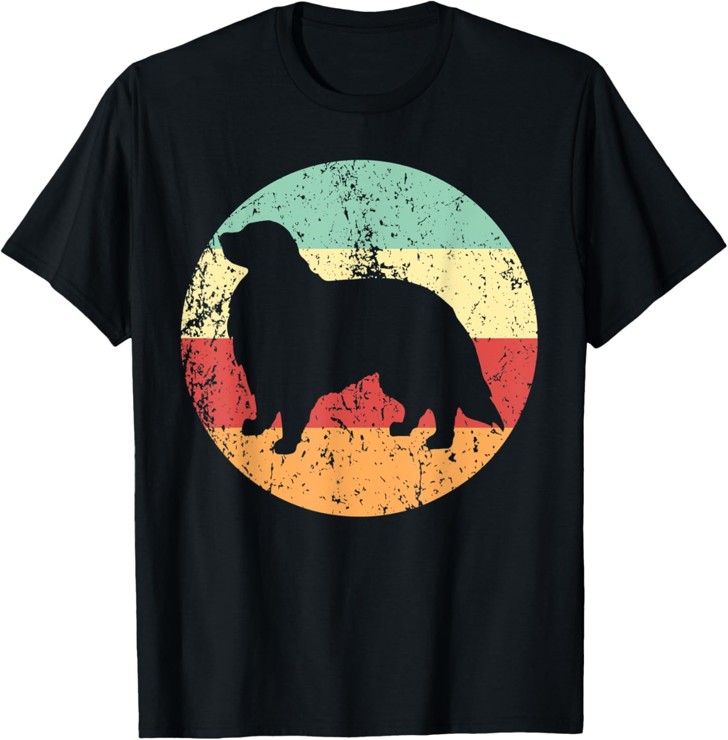 Great Pyrenees Dog Breed Silhouette Cool Retro 1970's Circle T-Shirt ...