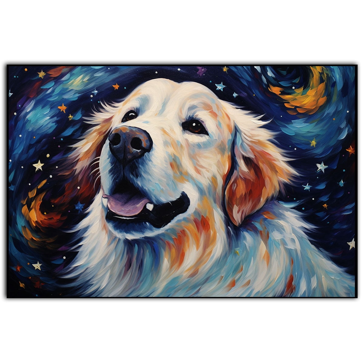 Great Pyrenees Dog Canvas Prints of Starry Night Paintings Wall Decor ...