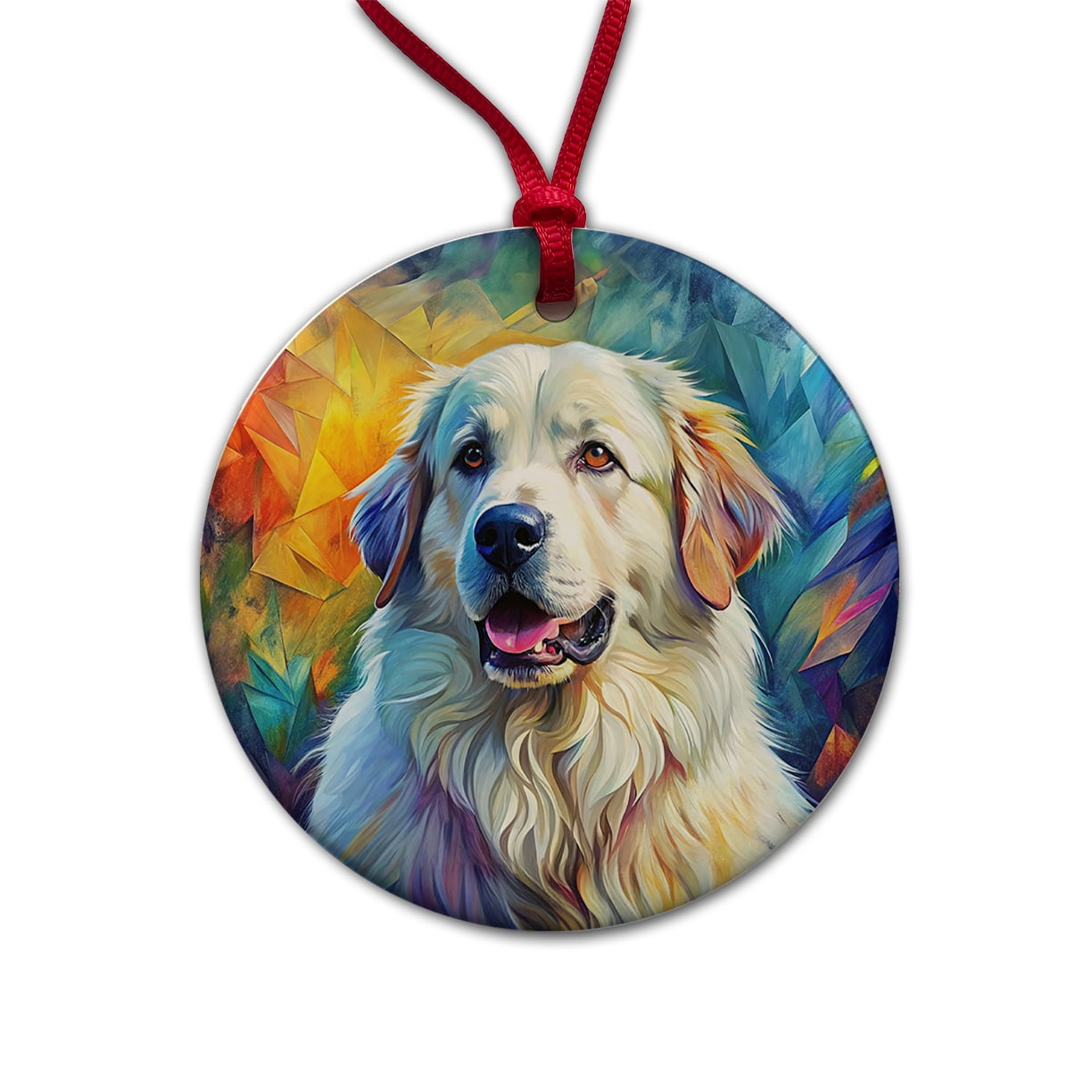 Great Pyrenees Dog Contemporary Art Christmas Tree Holiday Round ...