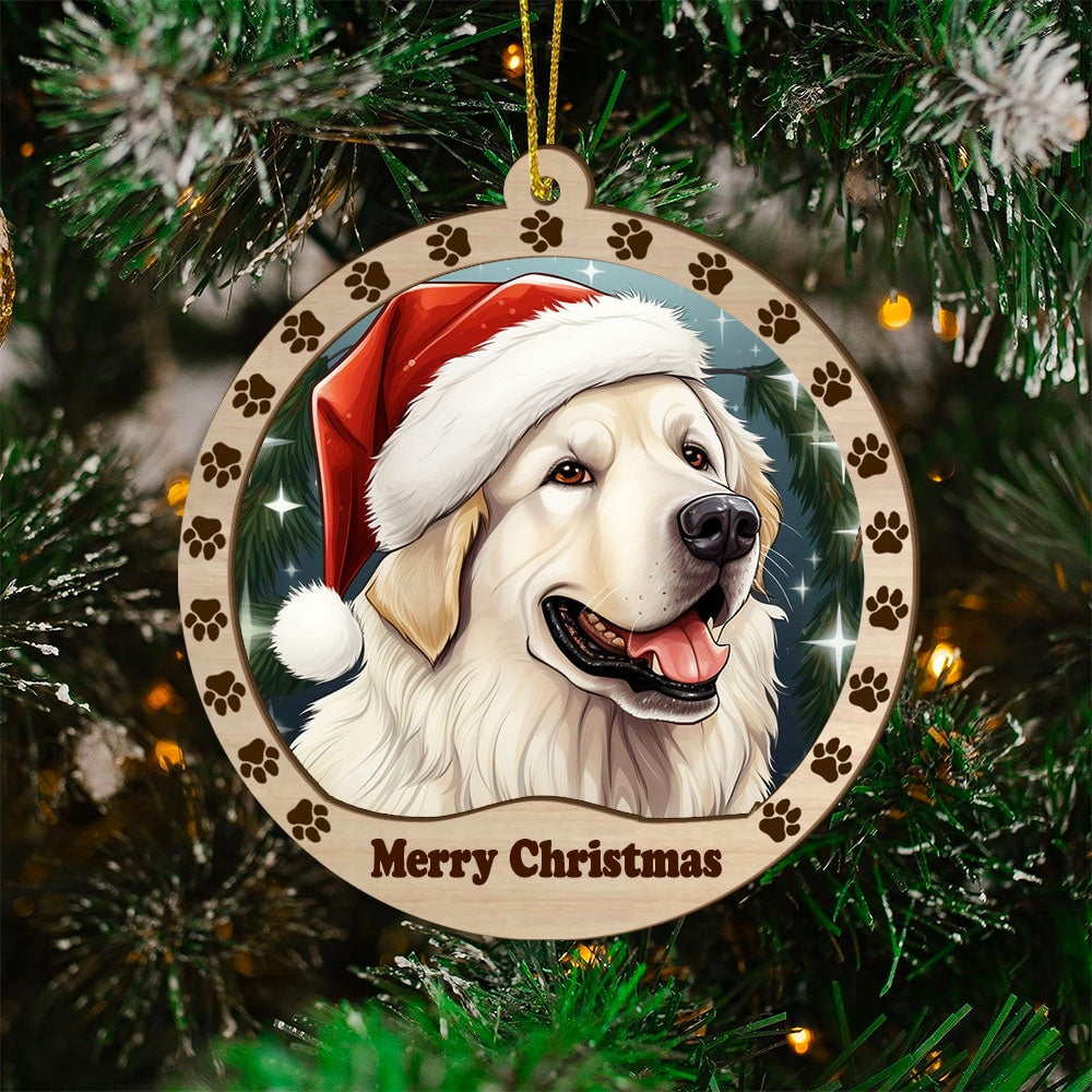 Great Pyrenees Dog Ornament, Great Pyrenees Dog Stained Glass Christmas ...