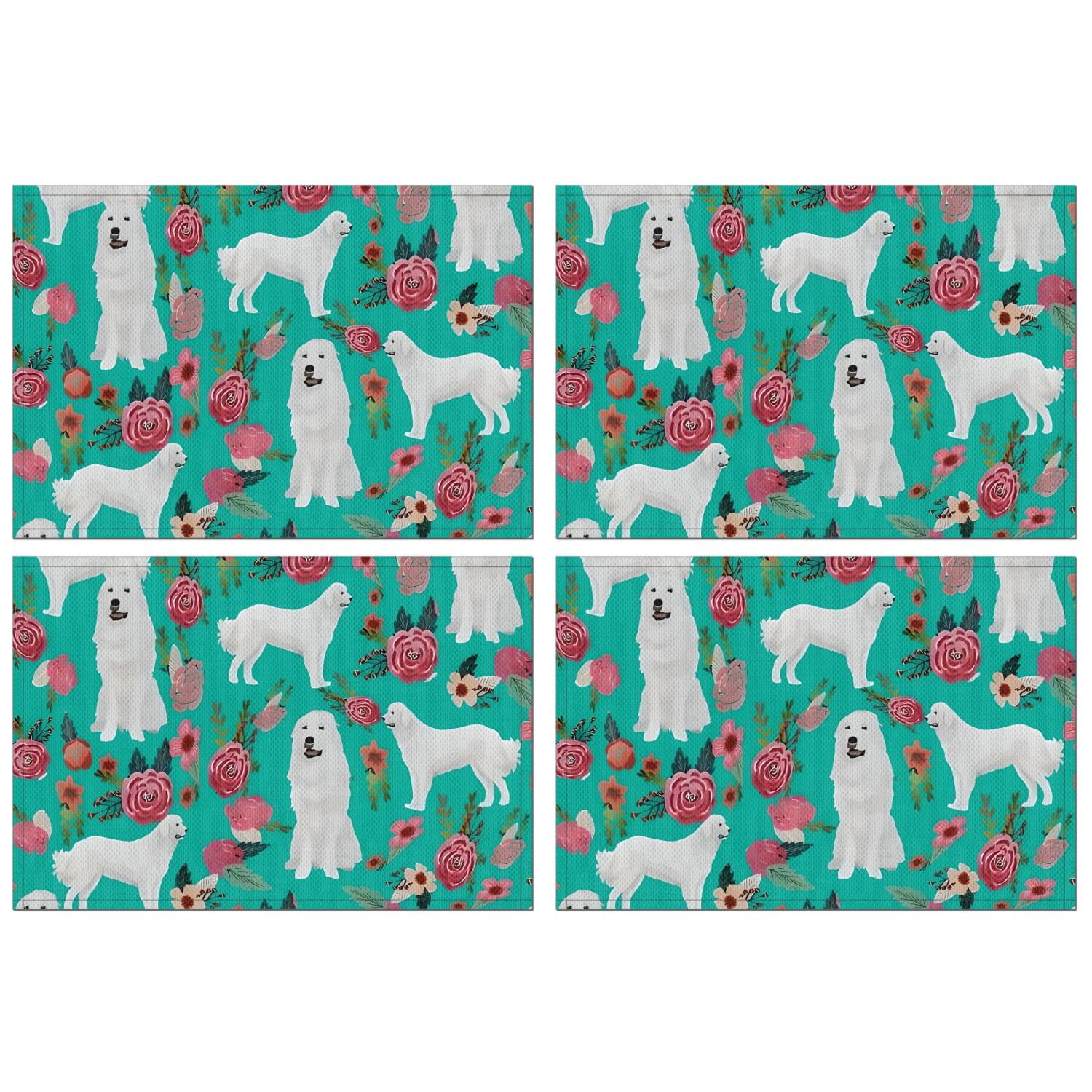 Great Pyrenees Dog and Pioneer Flower Summer Placemats Table Placemats ...