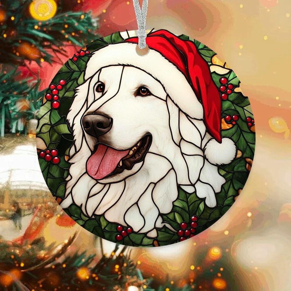 Great Pyrenees Dog Stained Glass Ornaments, Great Pyrenees Dog Ornament ...