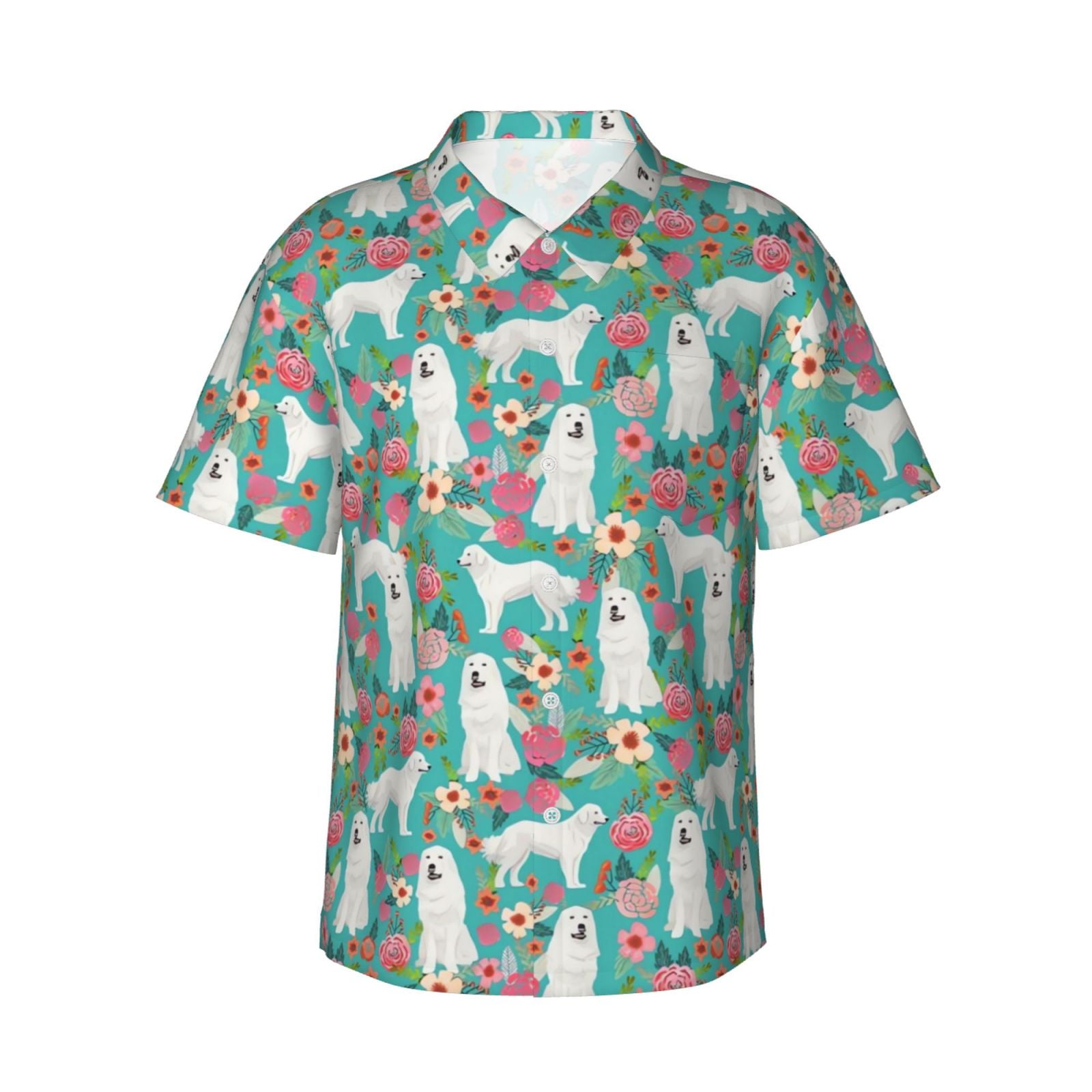 Great Pyrenees Dogs Flower Floral Men'S 3d Print Casual Button Down ...