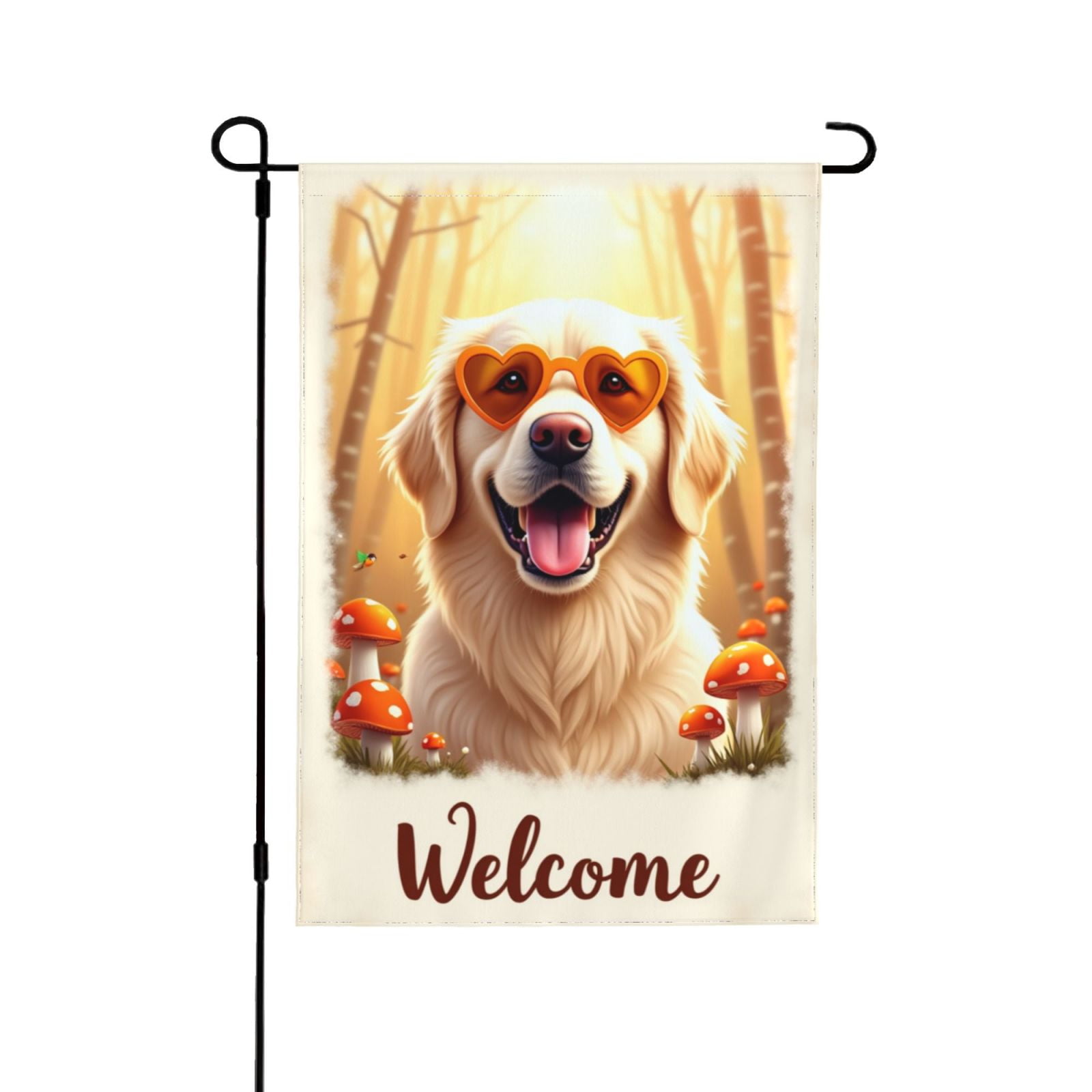 Great Pyrenees Garden Flag Heart Shape Glasses Dog Double Sided Garden ...