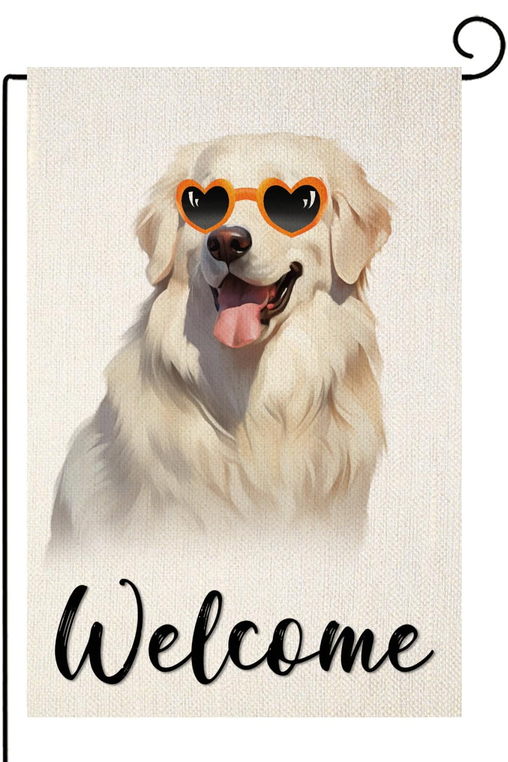 Great Pyrenees Garden Flag Heart Shape Glasses Dog Double Sided Garden ...