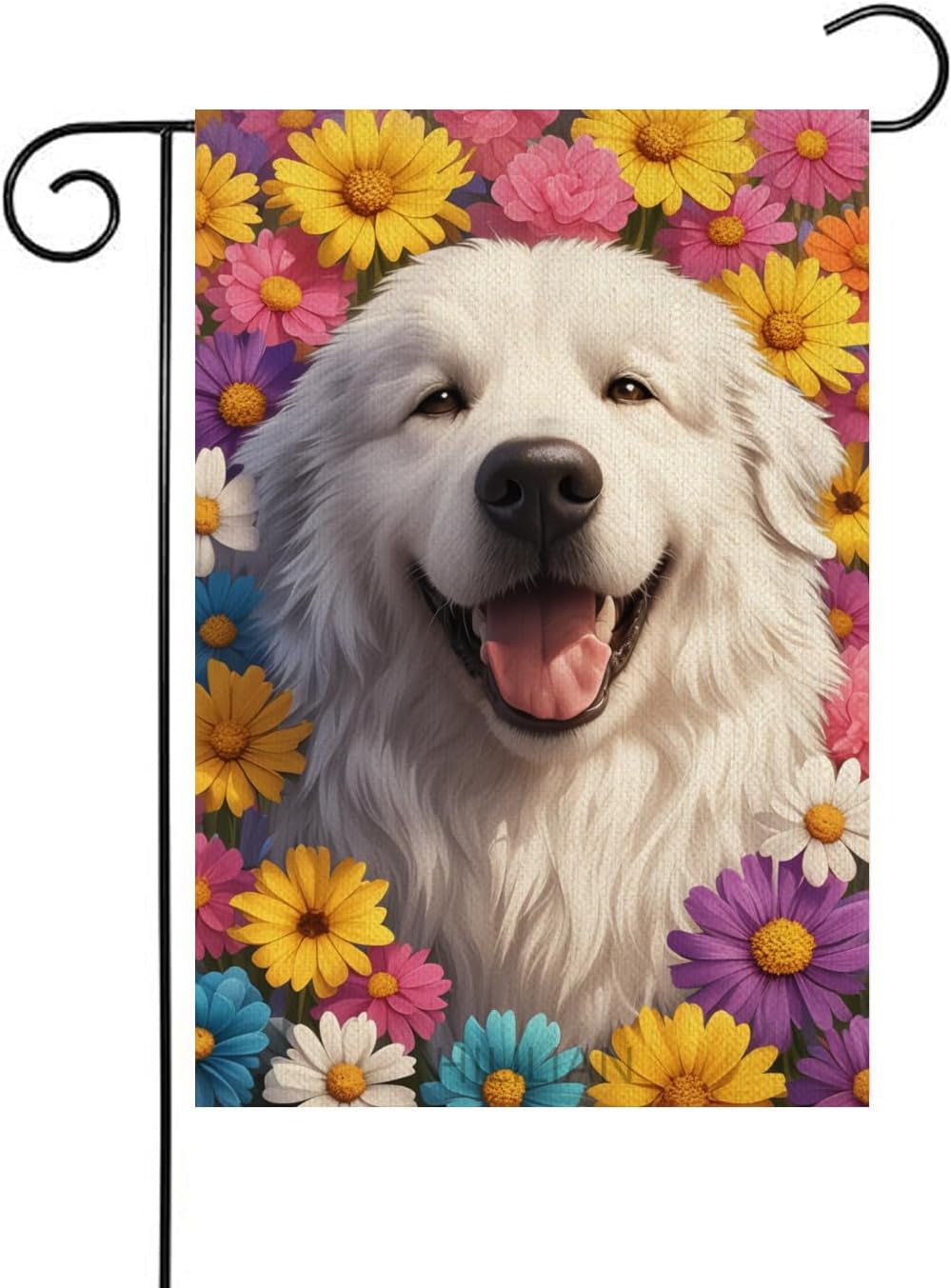 Great Pyrenees Garden Flag Spring Summer Colorful Daisy Garden Flag dog ...