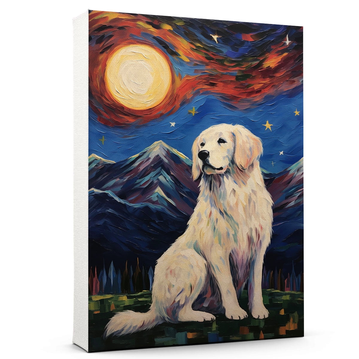 Great Pyrenees Gift Starry Night Dog Canvas Wall Art Famous Oil ...