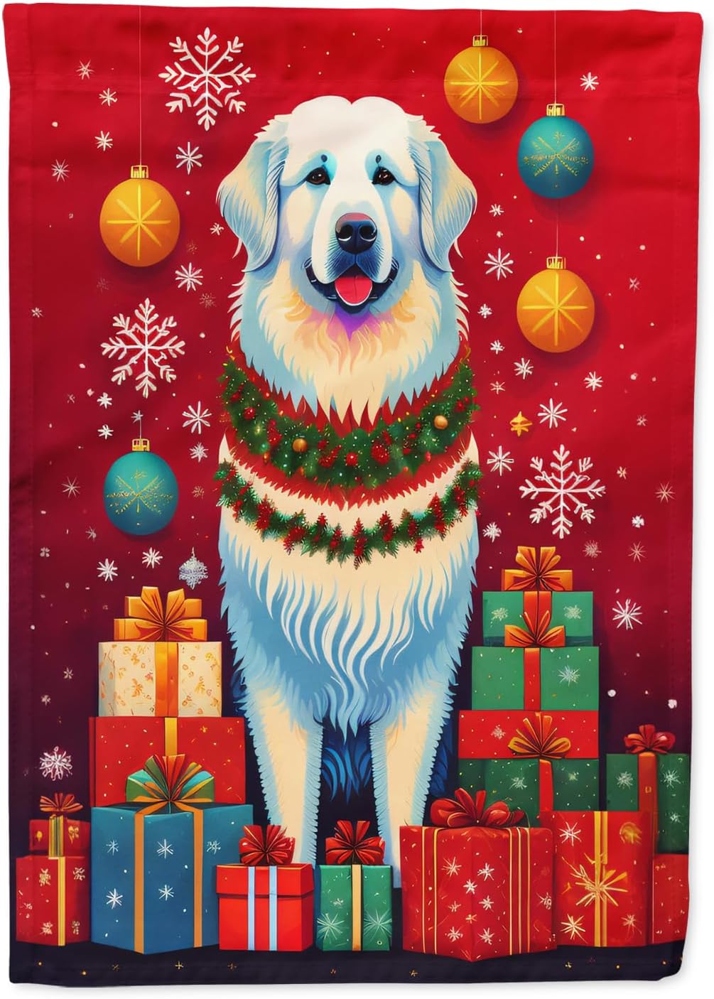 Great Pyrenees Holiday Christmas Garden Flag Mailbox Flag Decorative ...