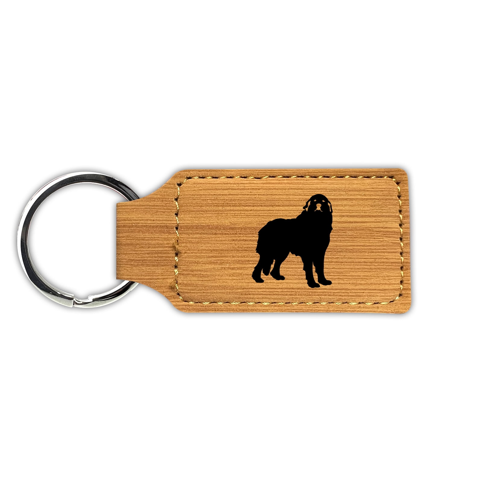 Great Pyrenees Keychain Leatherette Rectangle - Laser Engraved - Many ...