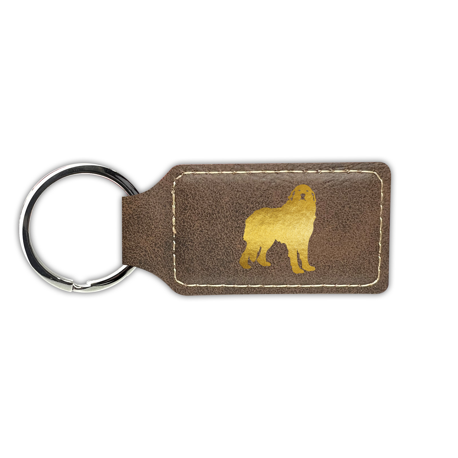Great Pyrenees Keychain Leatherette Rectangle - Laser Engraved - Many ...
