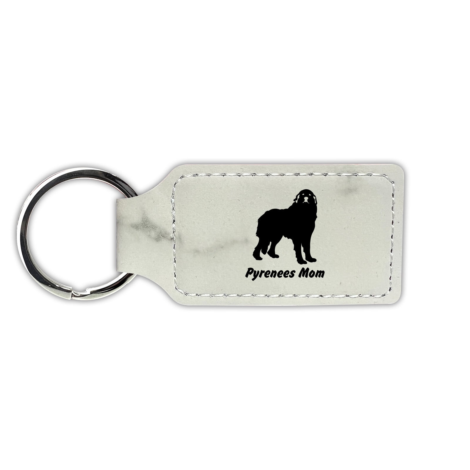 Great Pyrenees Mom Keychain Leatherette Rectangle - Laser Engraved ...
