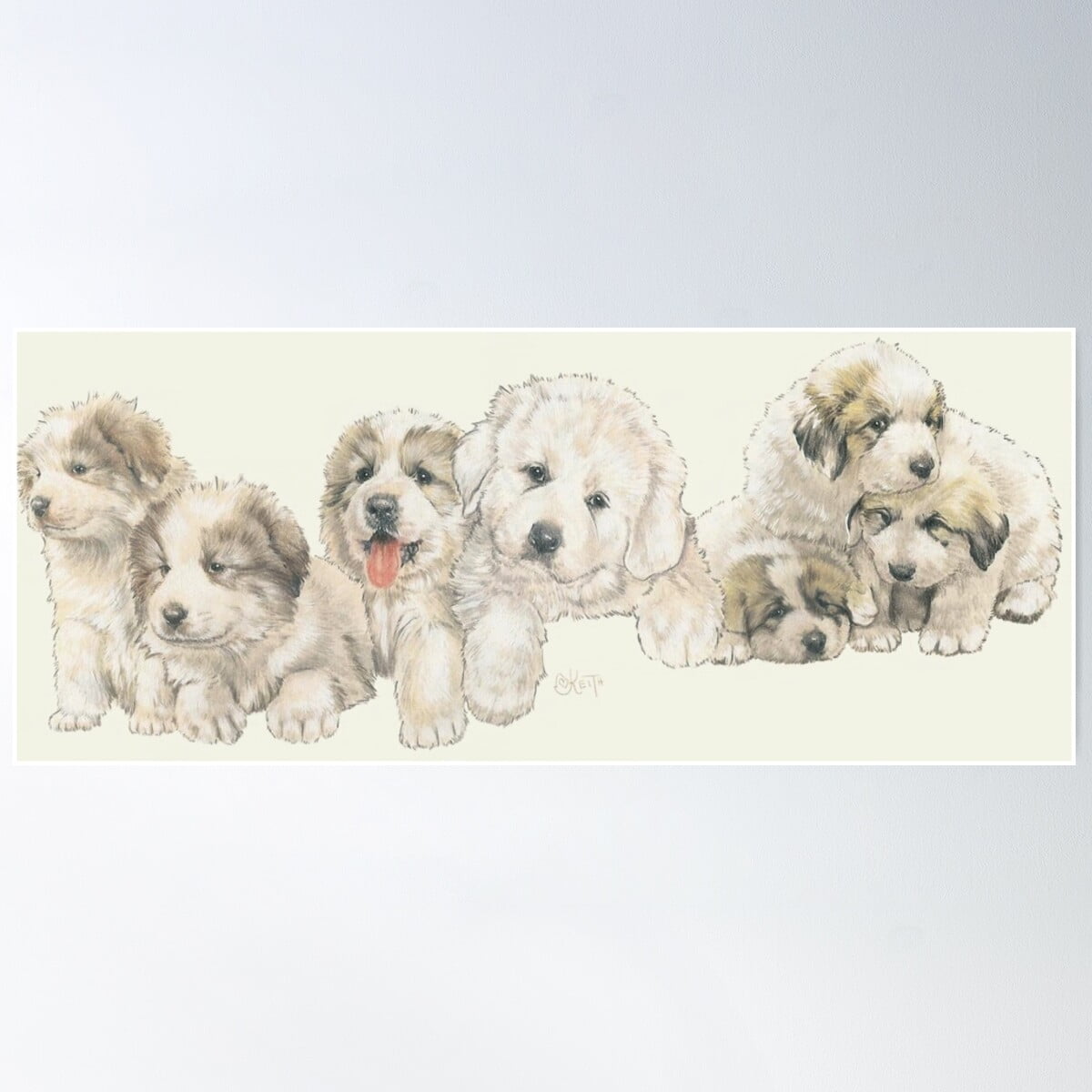 Great Pyrenees Puppies Poster Wall Art, Modern Wall Decor For Living ...