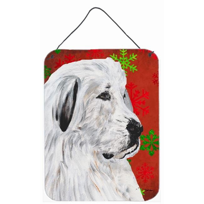 Great Pyrenees Red Snowflakes Holiday Aluminum Metal Wall Or Door ...