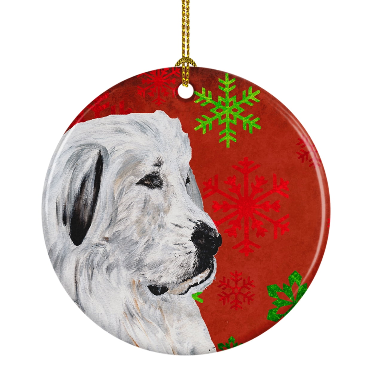 Great Pyrenees Red Snowflakes Holiday Ceramic Ornament - Walmart.com