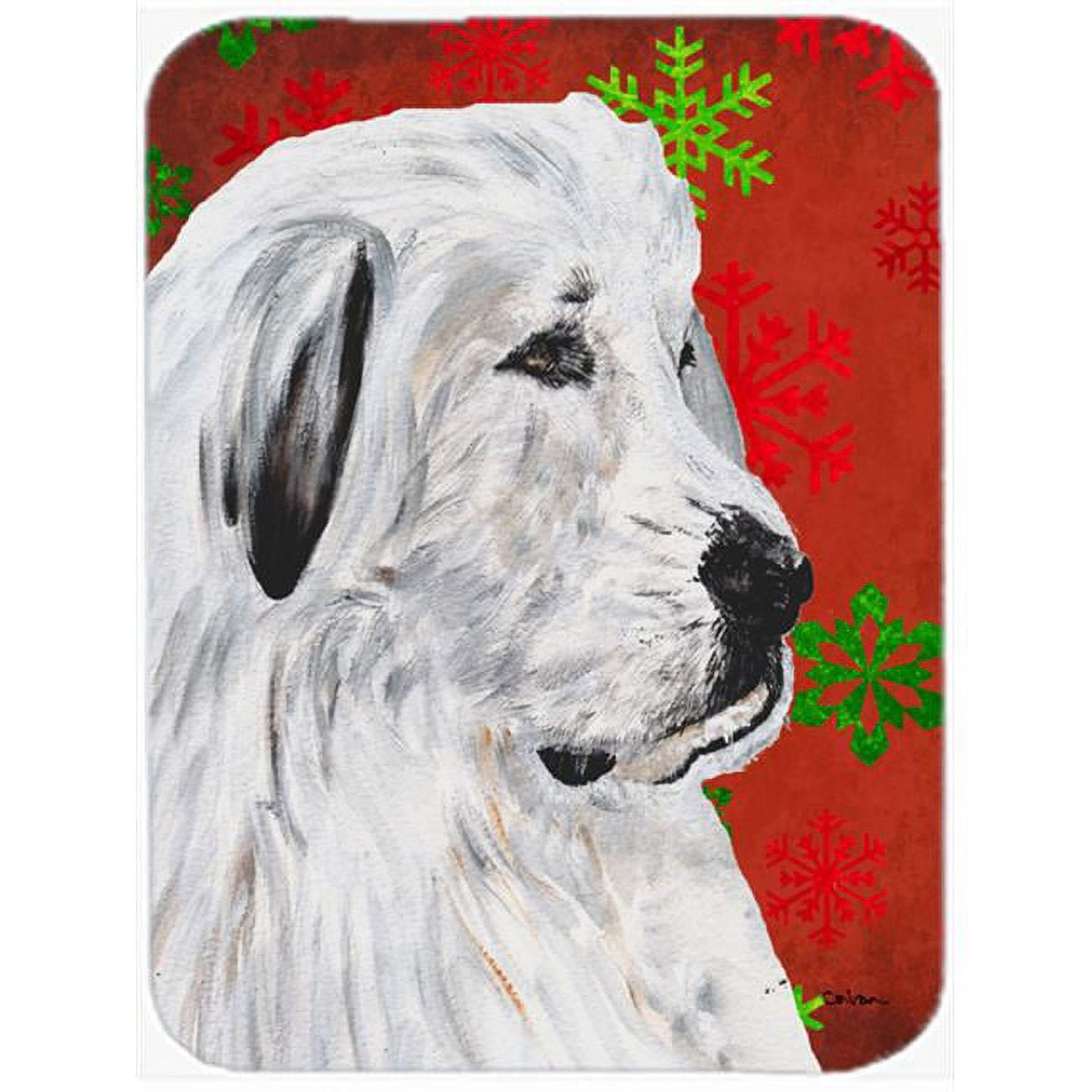 Great Pyrenees Red Snowflakes Holiday Mouse Pad, Hot Pad Or Trivet, 7. ...
