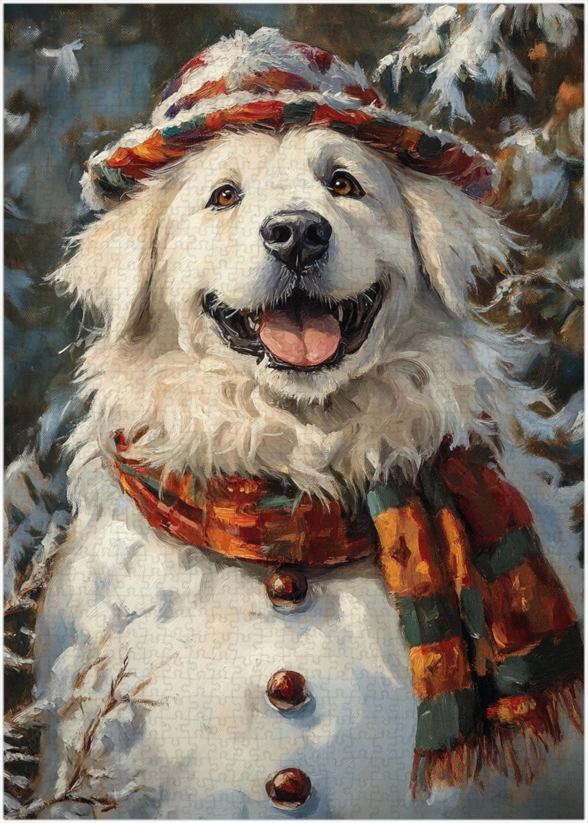 Great Pyrenees Snowman Jigsaw Puzzle 500 Pieces for Adults - Fun Winter ...