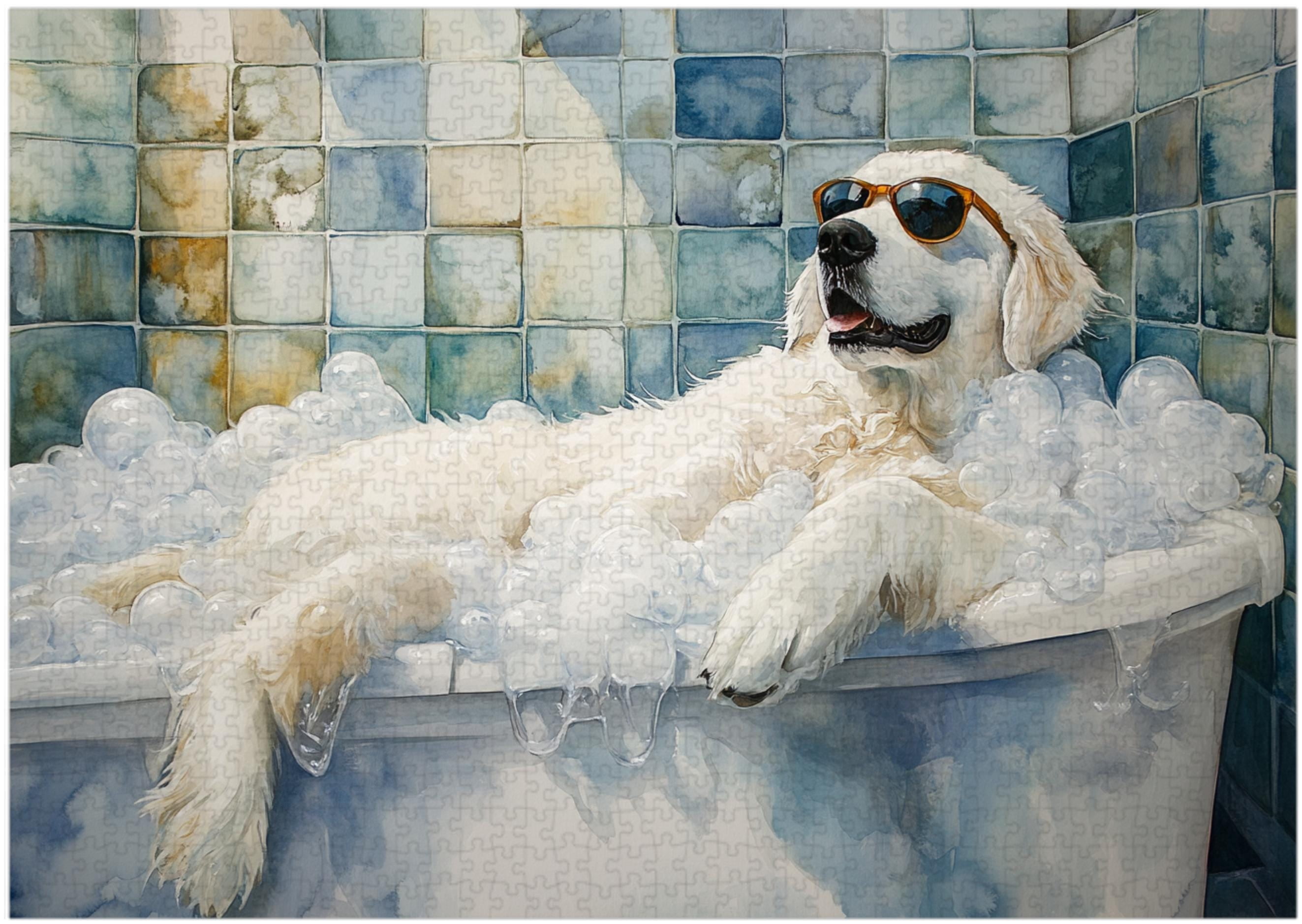 Great Pyrenees Taking Bubble Bath Jigsaw Puzzle 500 Pieces for Adults ...