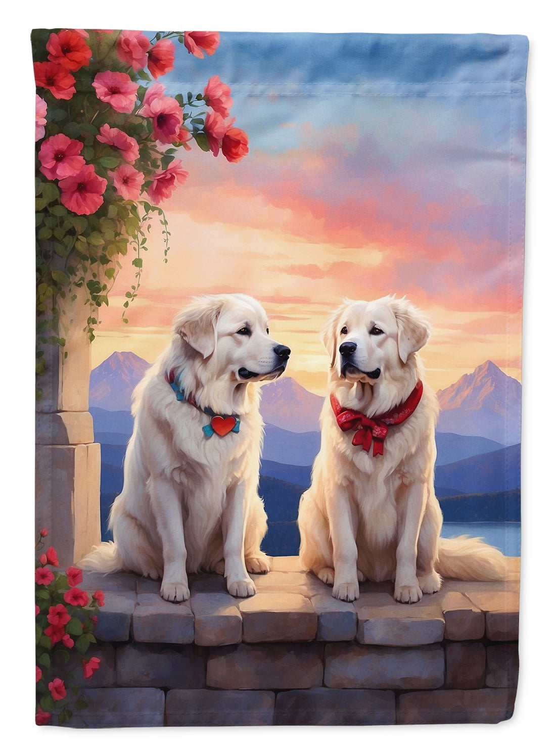 Great Pyrenees Two Hearts House Flag 28 in x 40 in - Walmart.com