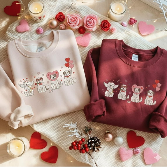 Great Pyrenees Valentine Sweatshirt, Embroidered Dog Shirt, Cute Heart ...