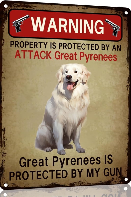 Great Pyrenees Vintage Funny Dog Metal Poster,Aluminum Warning Property ...