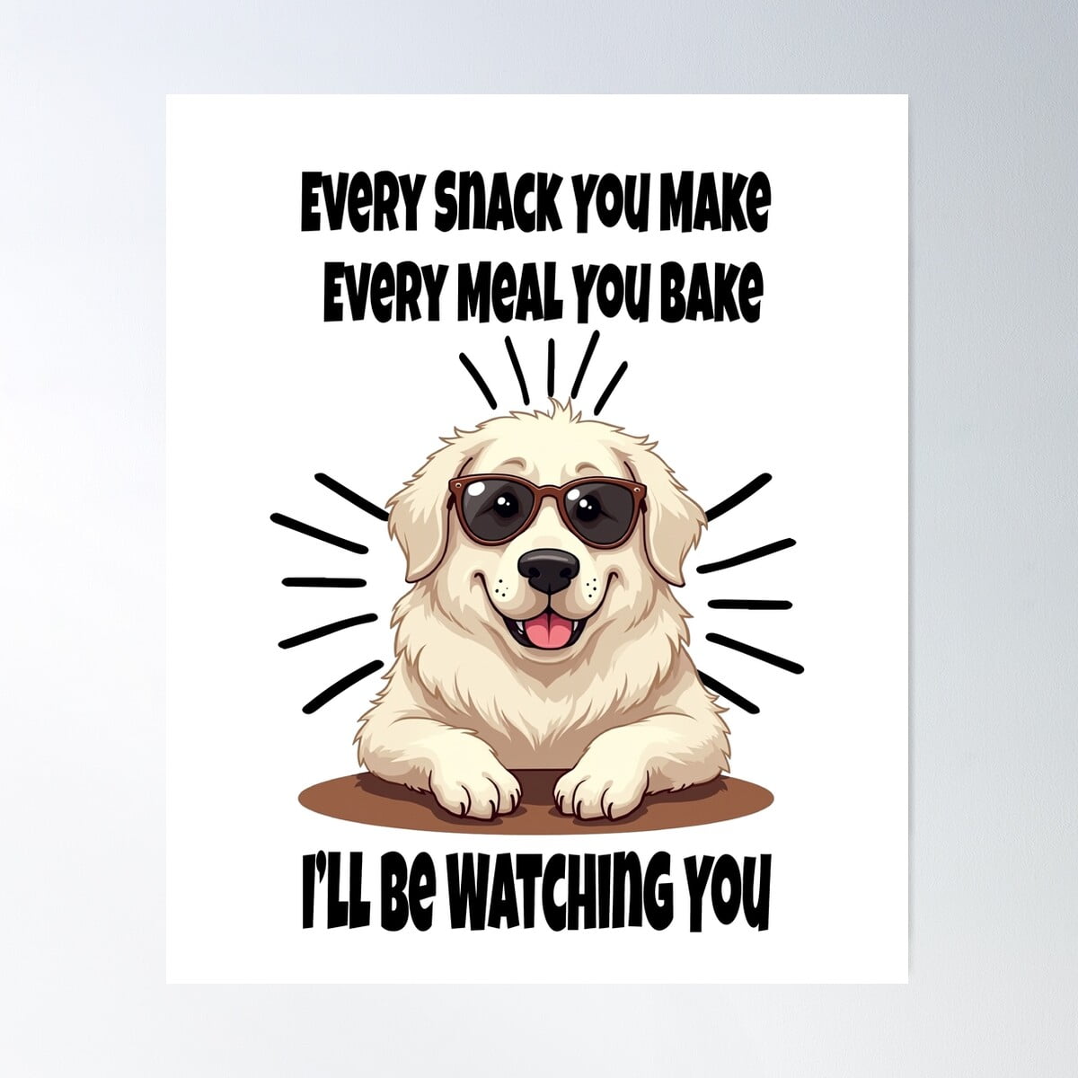 Great Pyrenees – Watching Every Bite Poster Wall Art, Modern Wall Decor ...