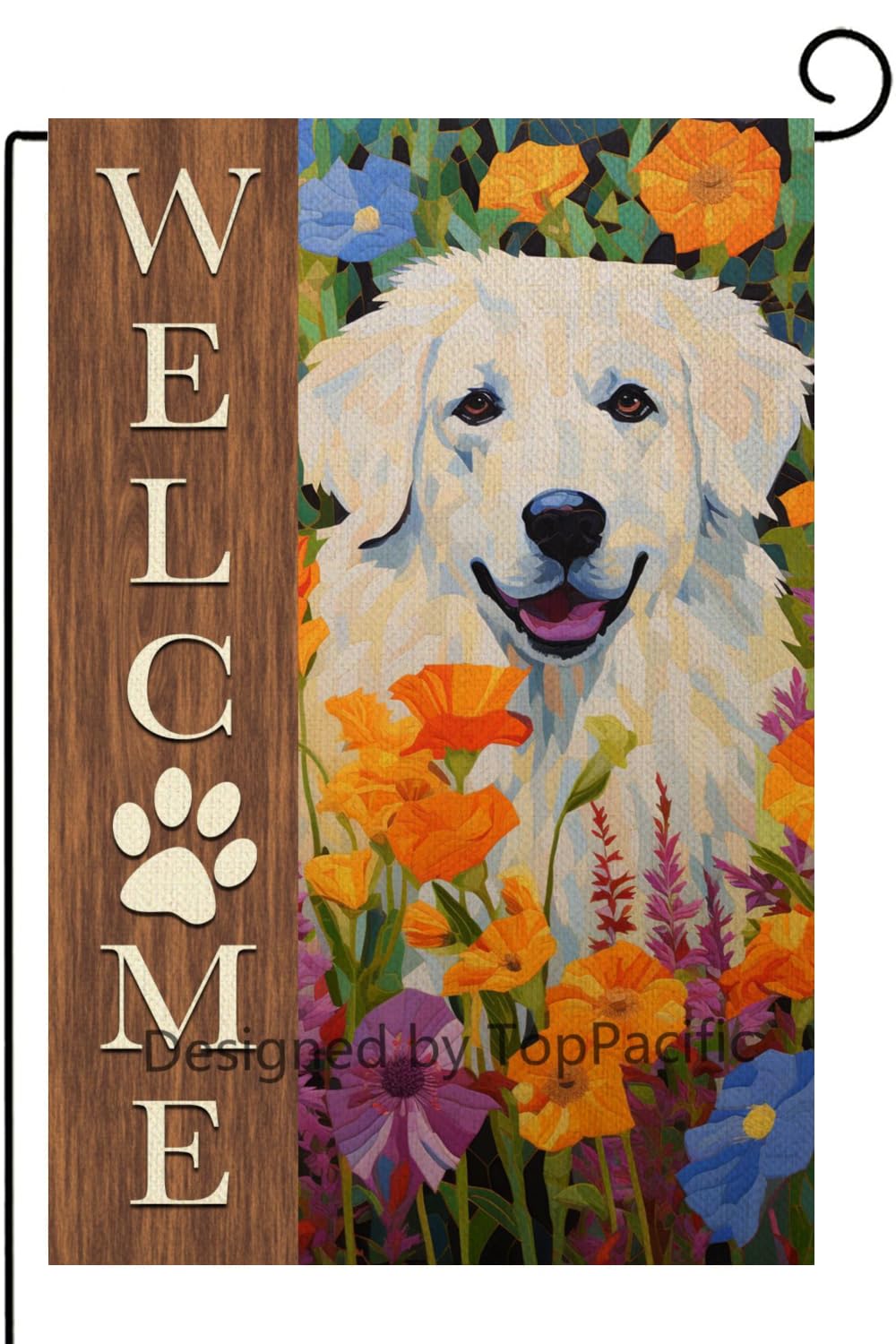 Great Pyrenees Welcome Spring Summer Dog Garden Flag Double Sided, Dog ...
