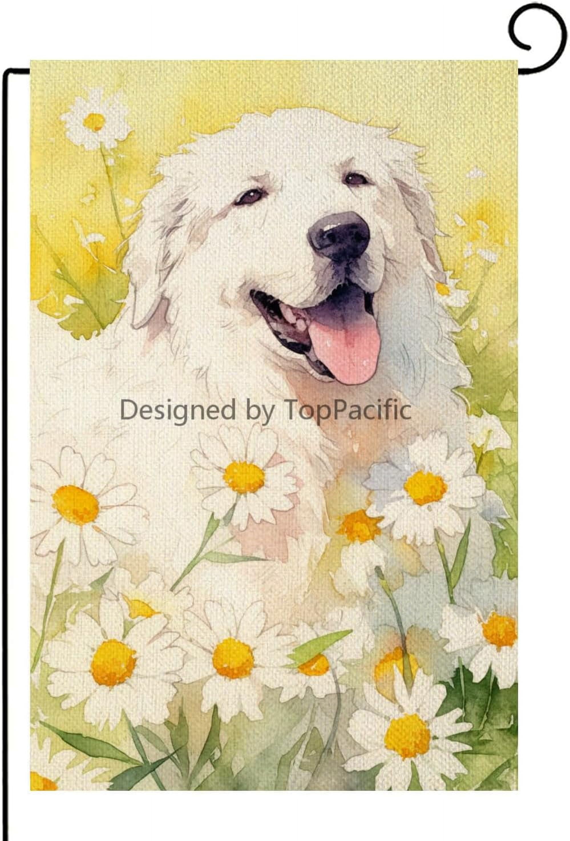 Great Pyrenees With White Daisy Garden Flag Seasonal Outdoor Flags ...