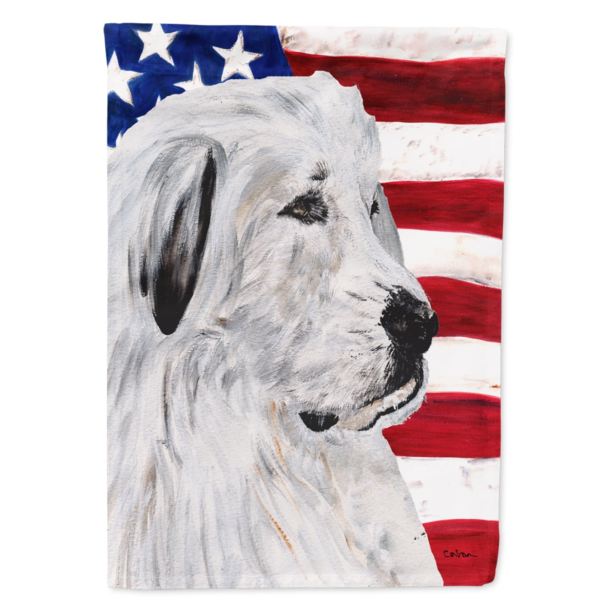 Great Pyrenees with American Flag USA Garden Flag - Walmart Business ...